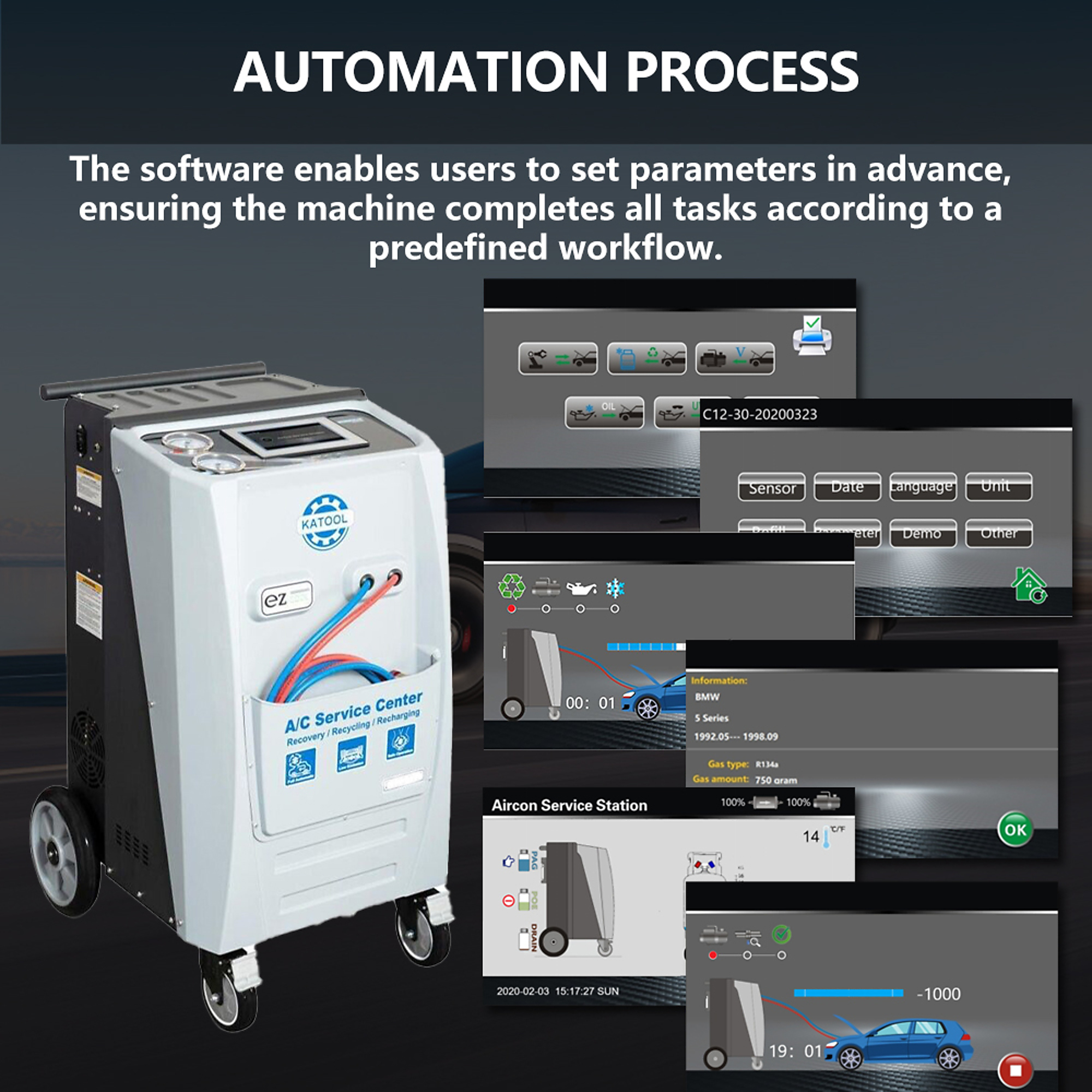 KATOOL, Refrigerant Machine, R-134A Fully Automatic Recovery, Recycle ...