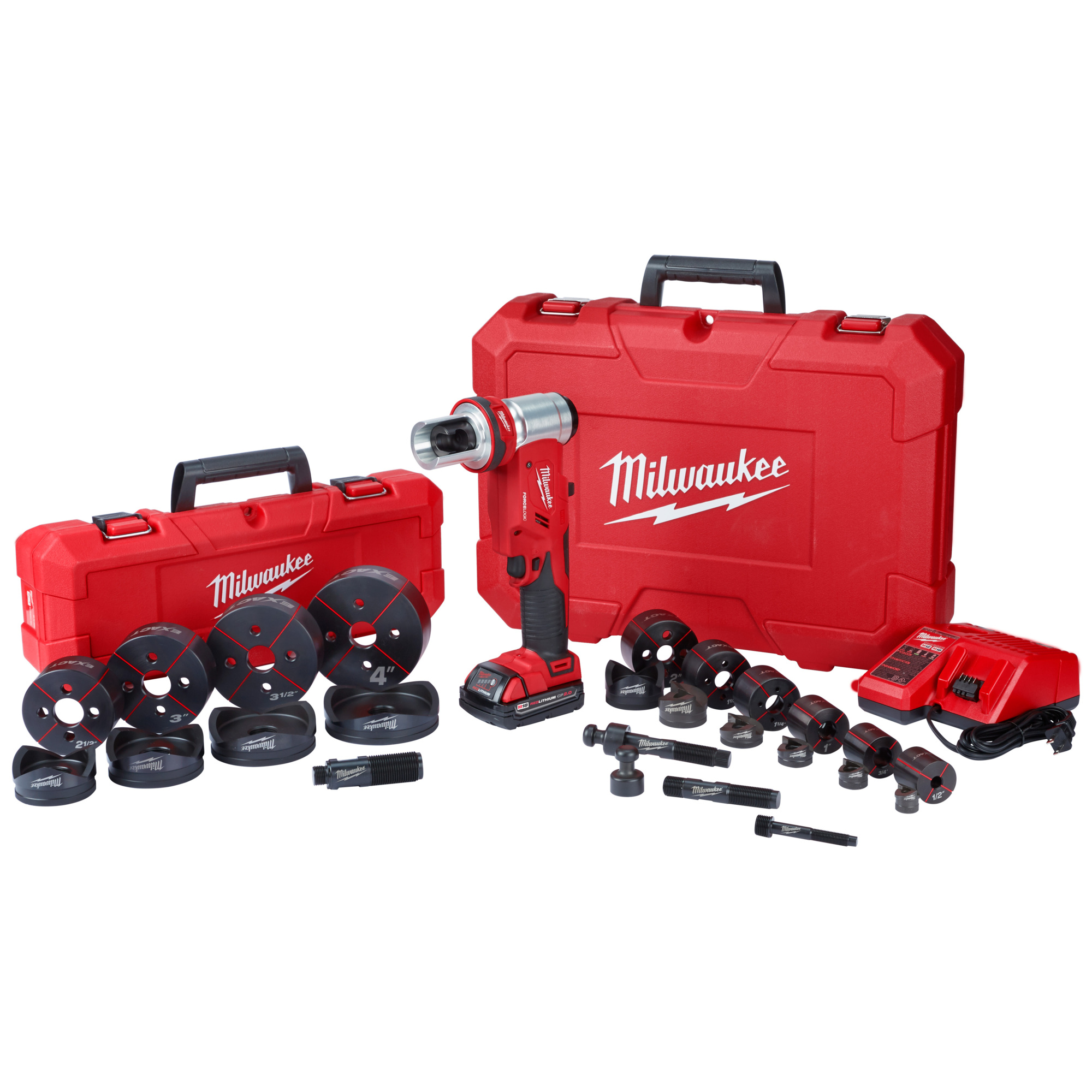 Milwaukee FORCE LOGIC M18 Cordless Knockout Tool Kit, 6-Ton, 1/2in.–4in ...