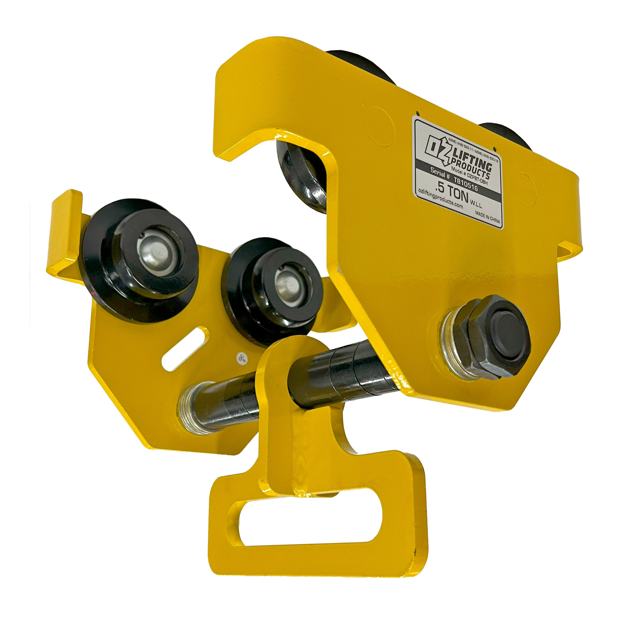 OZ Lifting Products, .5 Ton Push Beam Manual Trolley and Hoist Hanger ...