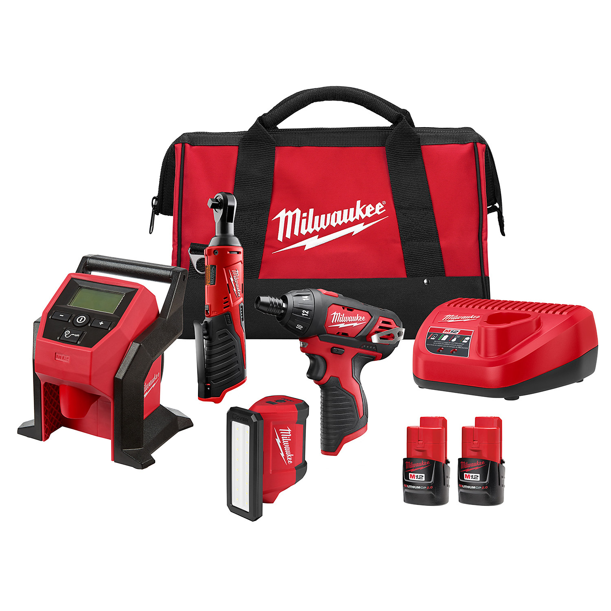 Milwaukee M12™, M12 4 Tool Combo Kit, Chuck Size 1/4 in, Tools Included ...