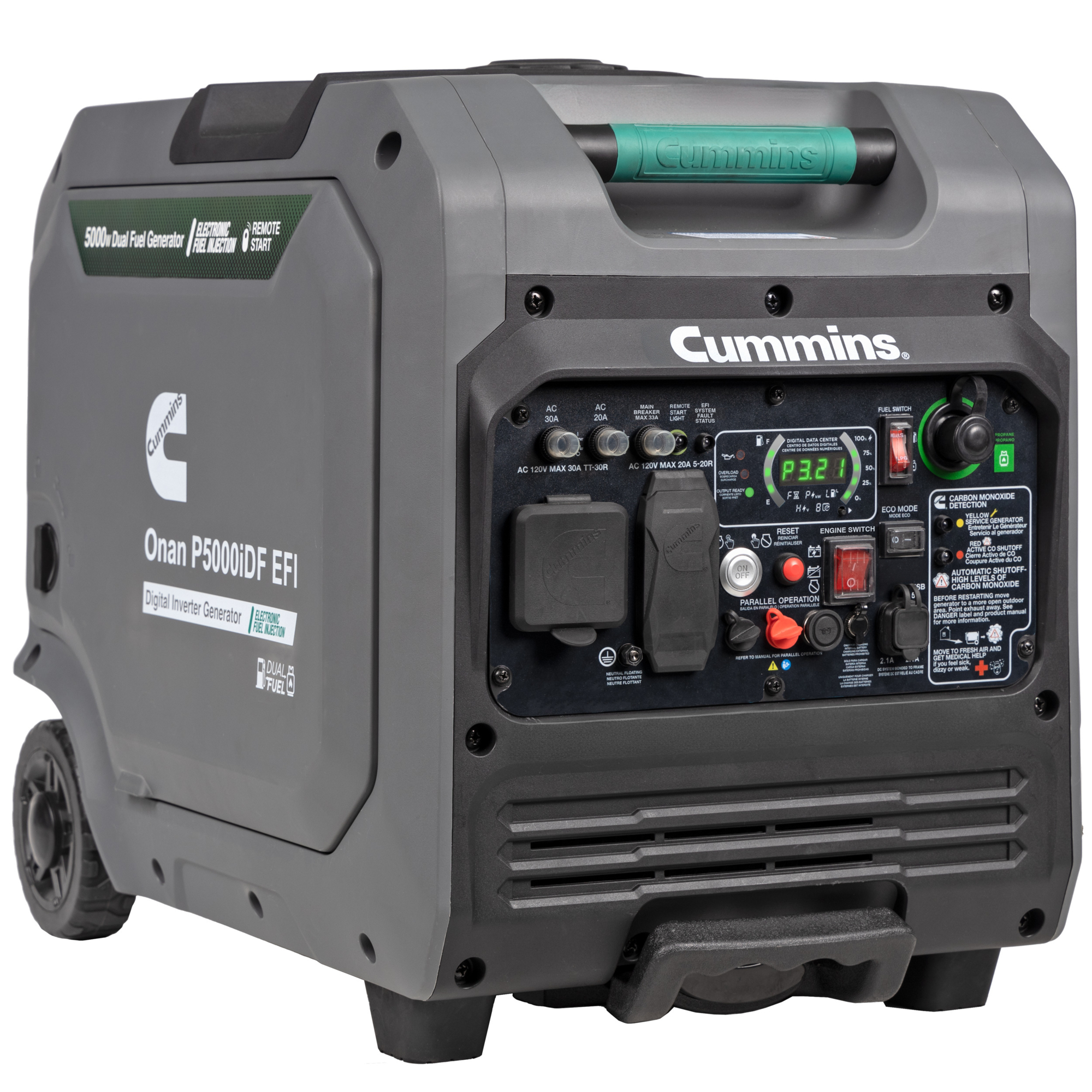 Cummins Onan Dual Fuel Portable Inverter Generator, 3900 Surge Watts ...