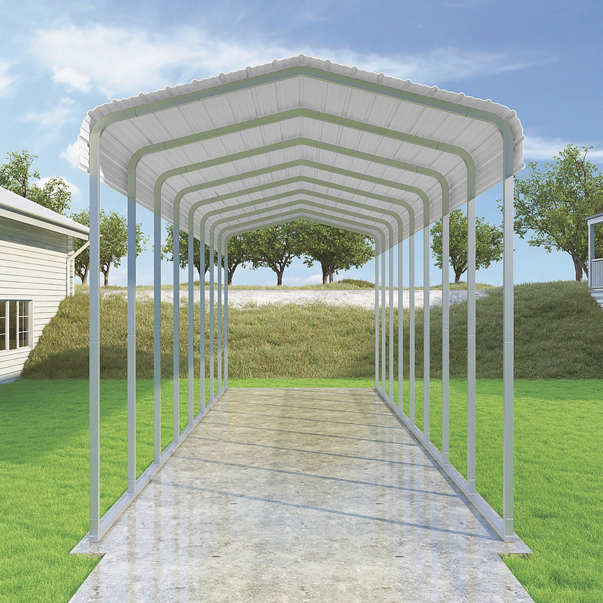 Arrow Carport, 10ft. x 20ft. x 9ft. Charcoal, Center 10.26ft ...