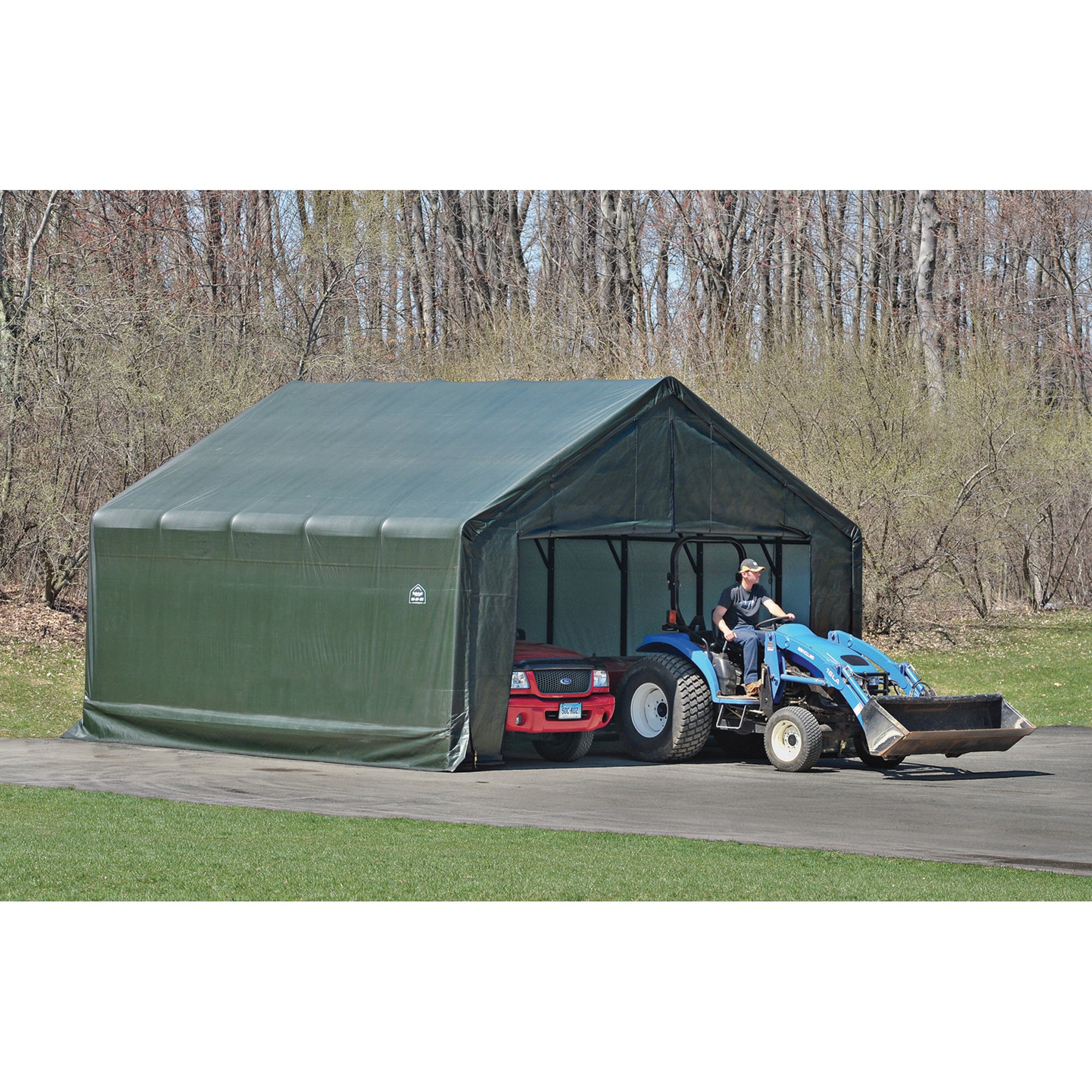 ShelterLogic ShelterTube 18Ft.W Square Tube Shelter — Garage Style, 2in ...