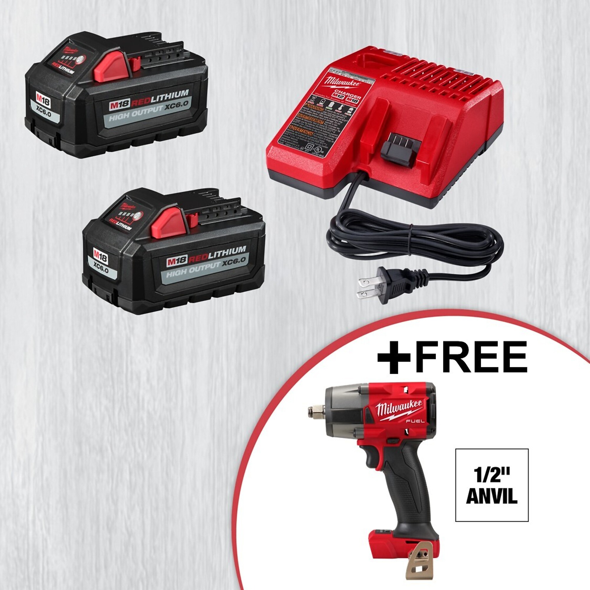 Milwaukee M18 HIGH OUTPUT XC6.0Ah Battery Starter Kit, Model# 48-59 ...