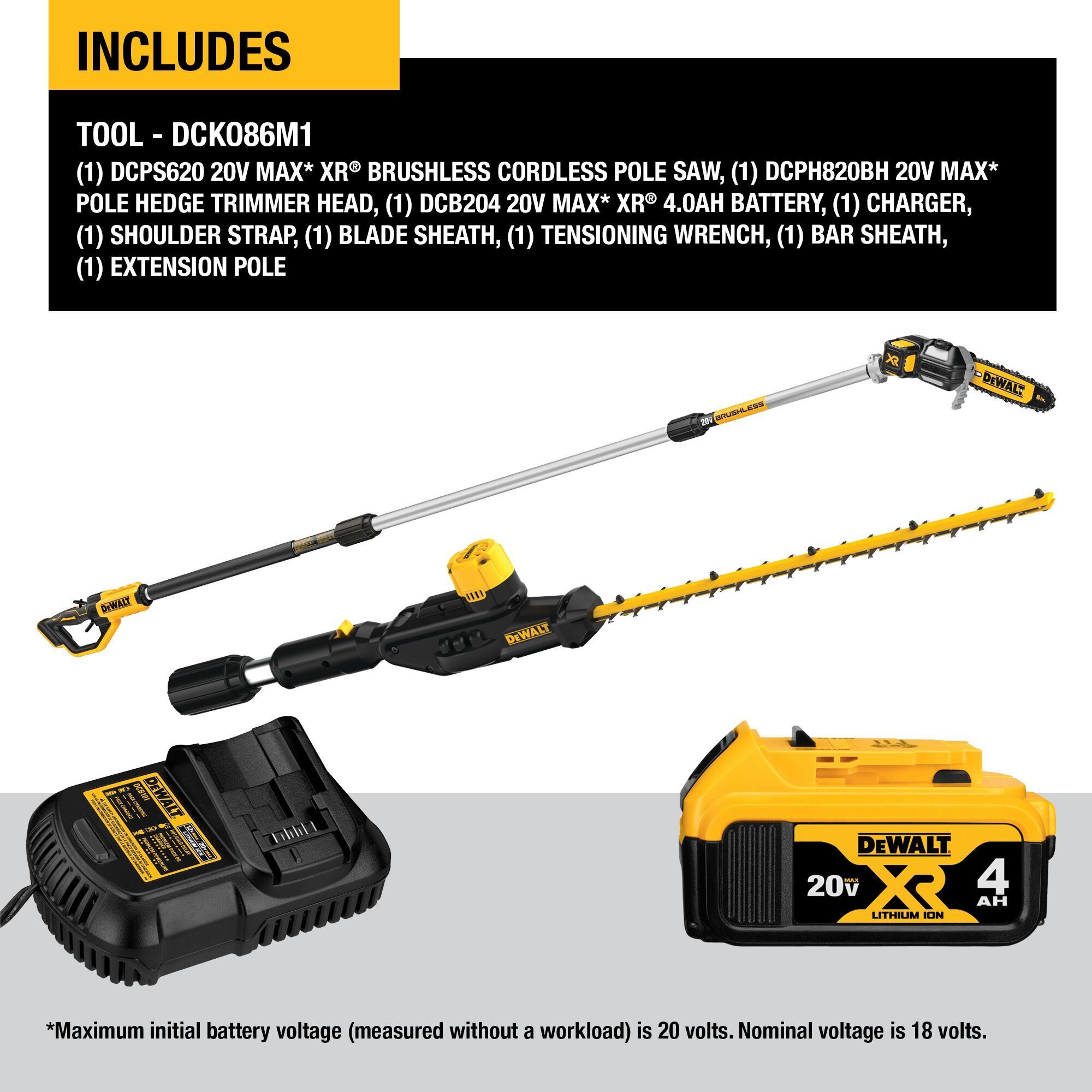 DEWALT 20V MAX* Cordless Pole Saw and Pole Hedge Trimmer Combo Kit ...