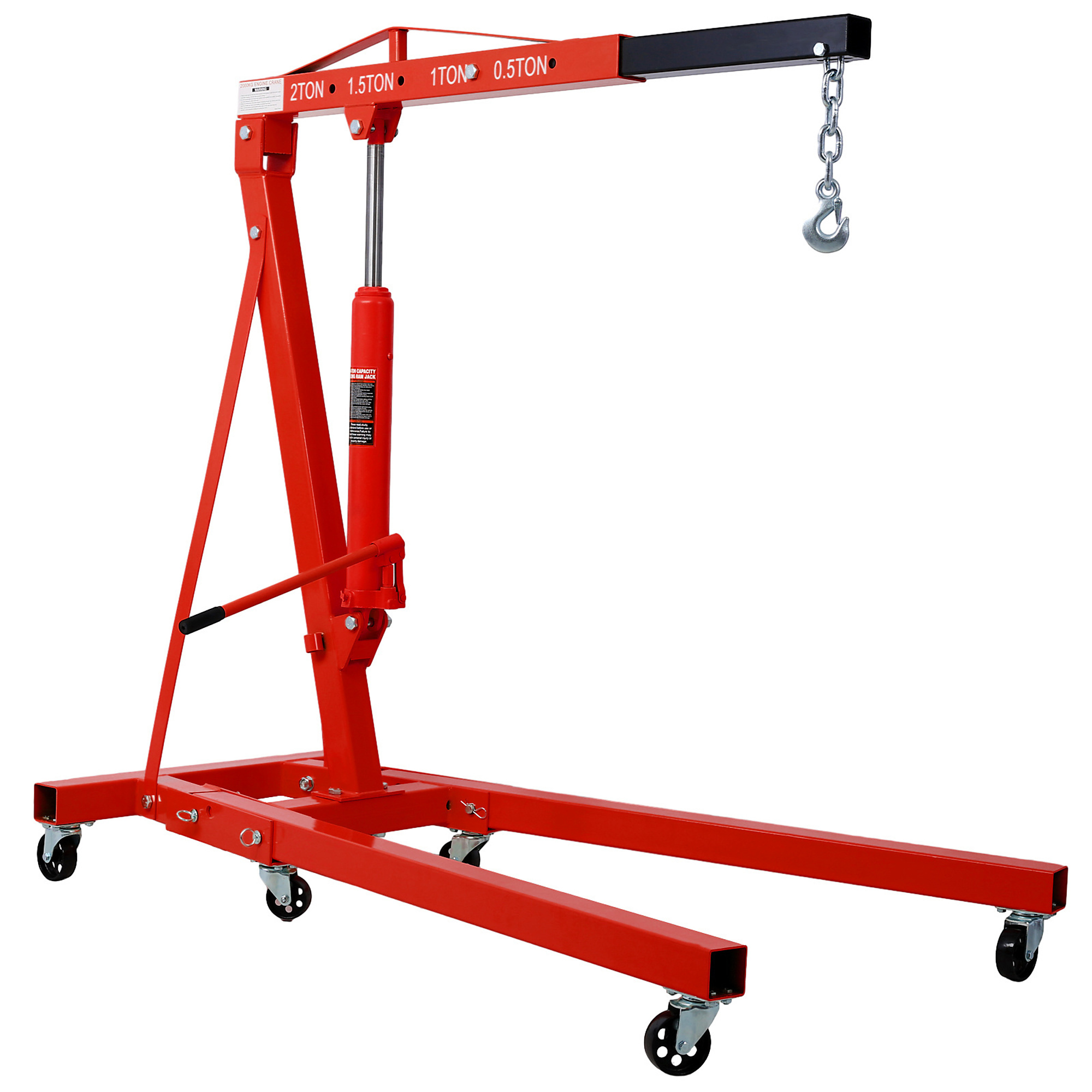 2 Ton Folding Engine Hoist Cherry Picker Shop Crane Hoist Lift with 6 ...