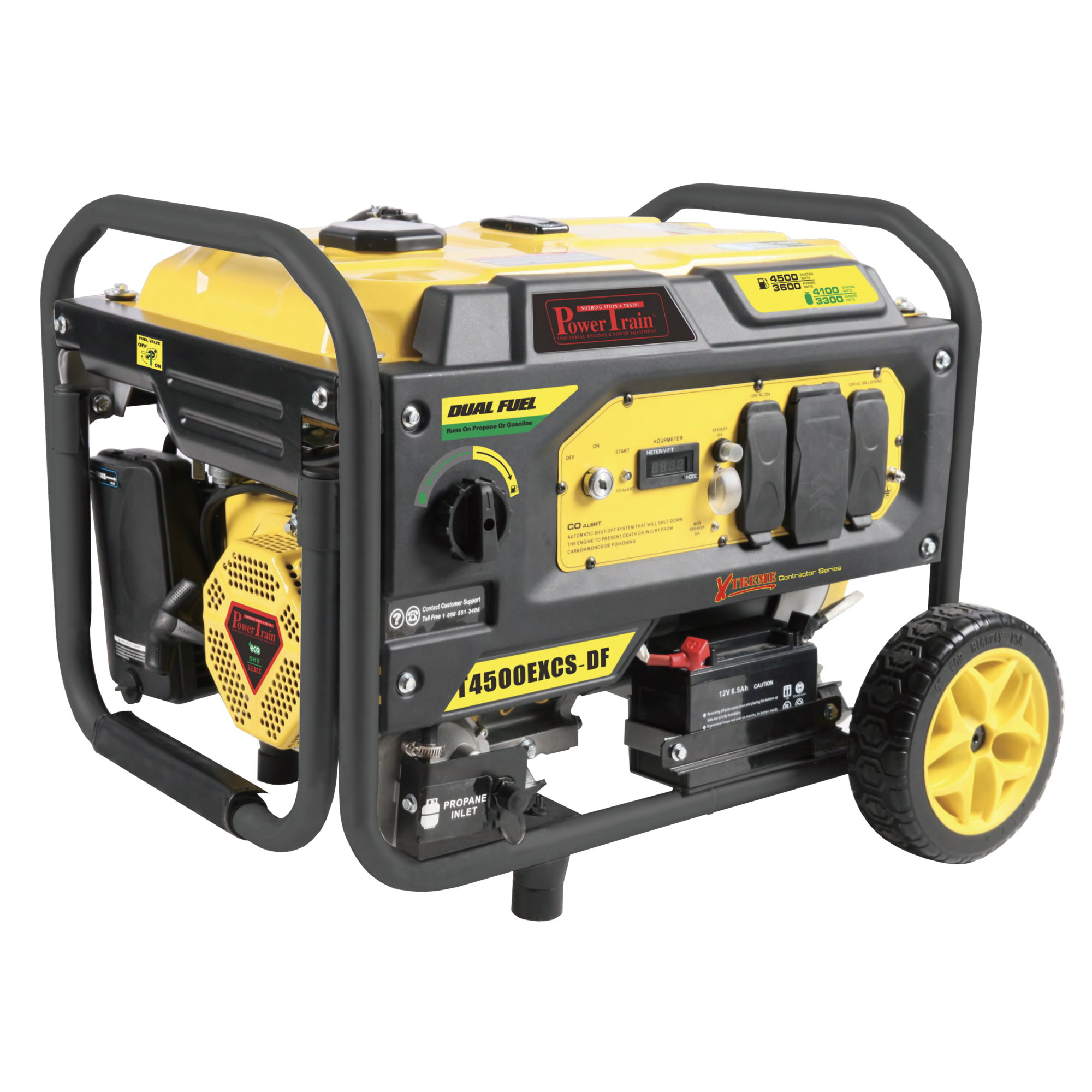 POWERTRAIN 4500 WATT DUAL FUEL GENERATOR WITH PROPANE REGULATOR, ELEC ...