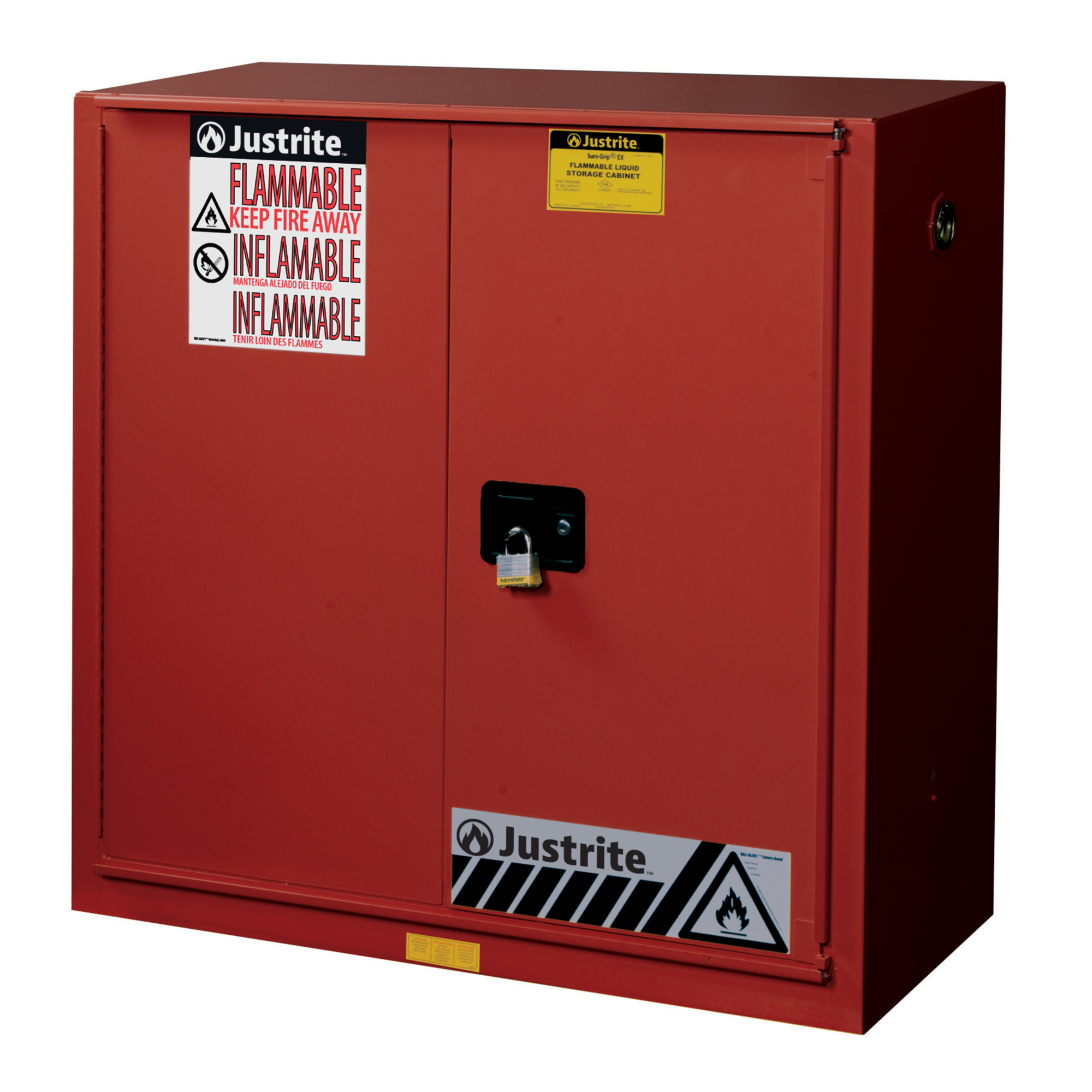 Justrite 40 Gallon, 3 Shelves, 1 Bi-Fold Self-Close Door, Paint Safety ...