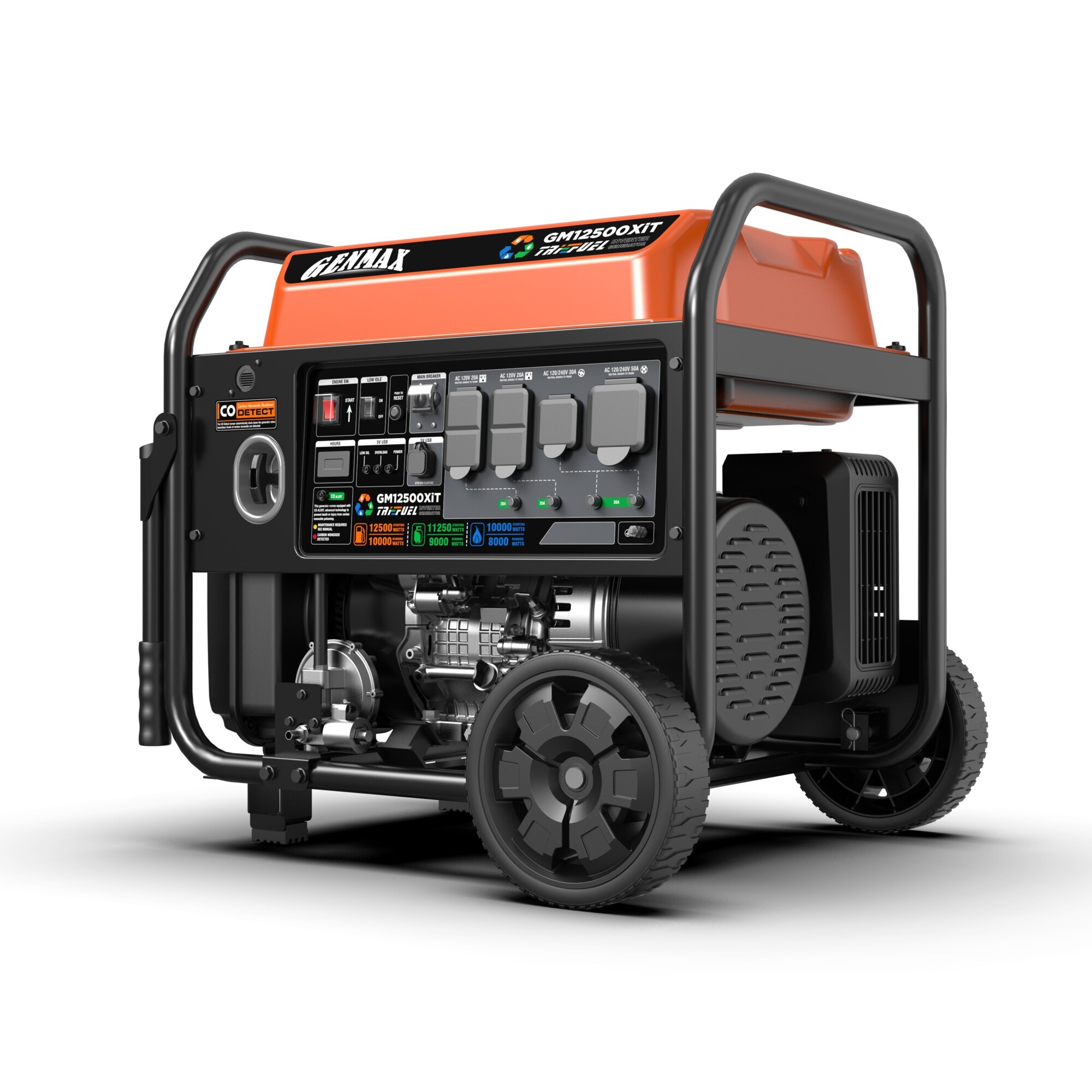 12,000/10,000-Watt Tri Fuel Electric Start Inverter Generator with ...