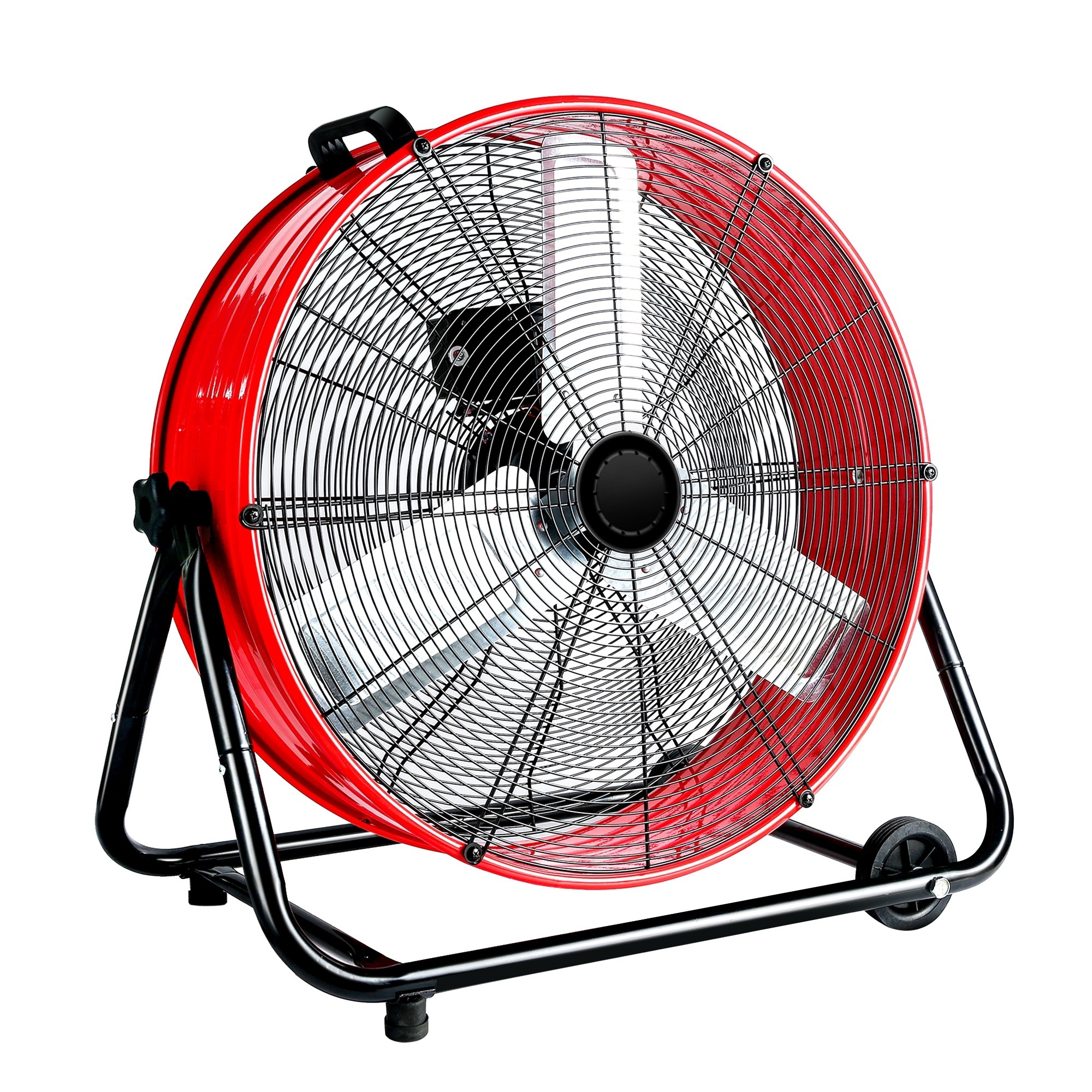 Industrial Fan 24 in. 3-Speed Heavy-Duty Red Drum Fan with Air ...