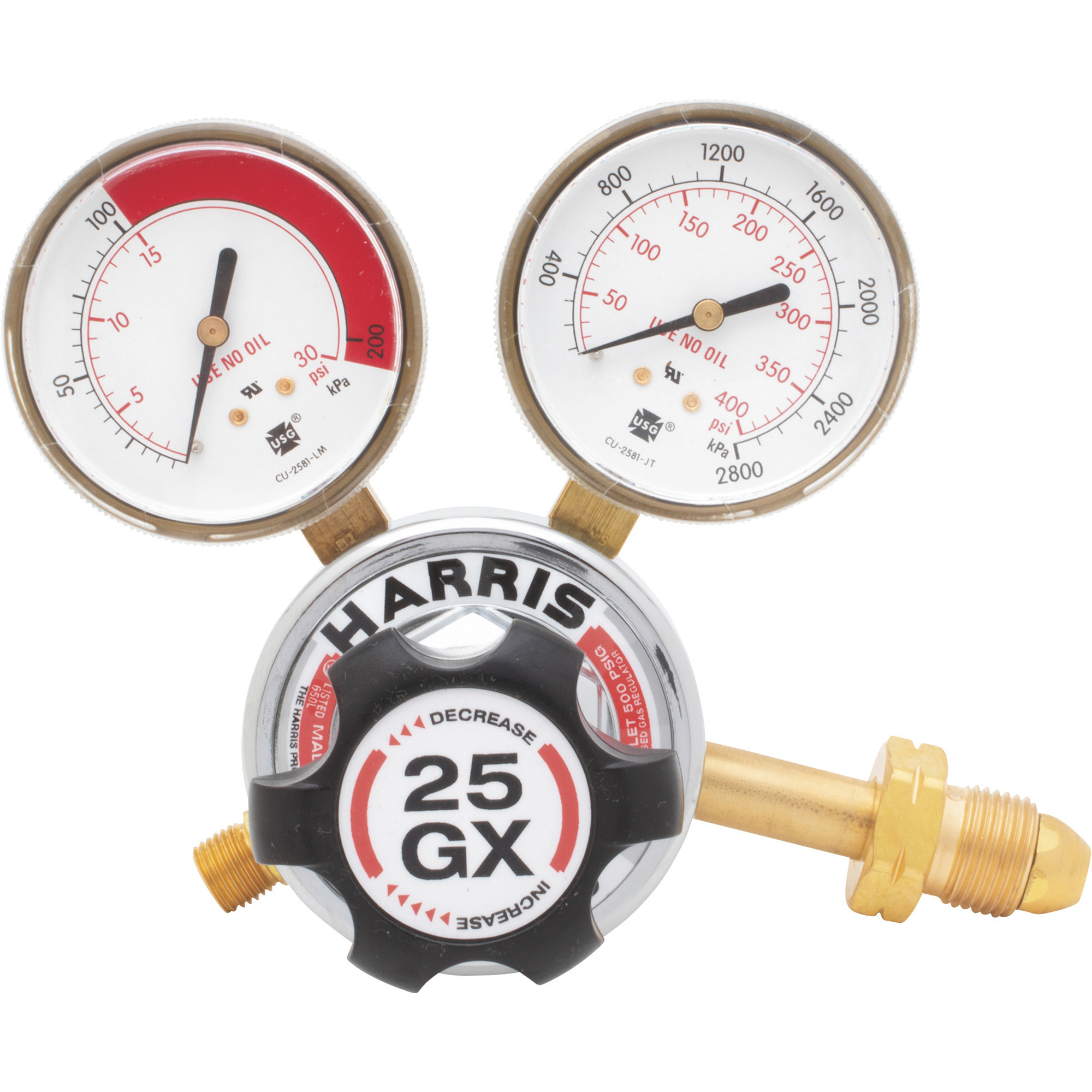 Harris Single-Stage 25GX Acetylene Regulator with Knob, 15C PSIG, 510 ...