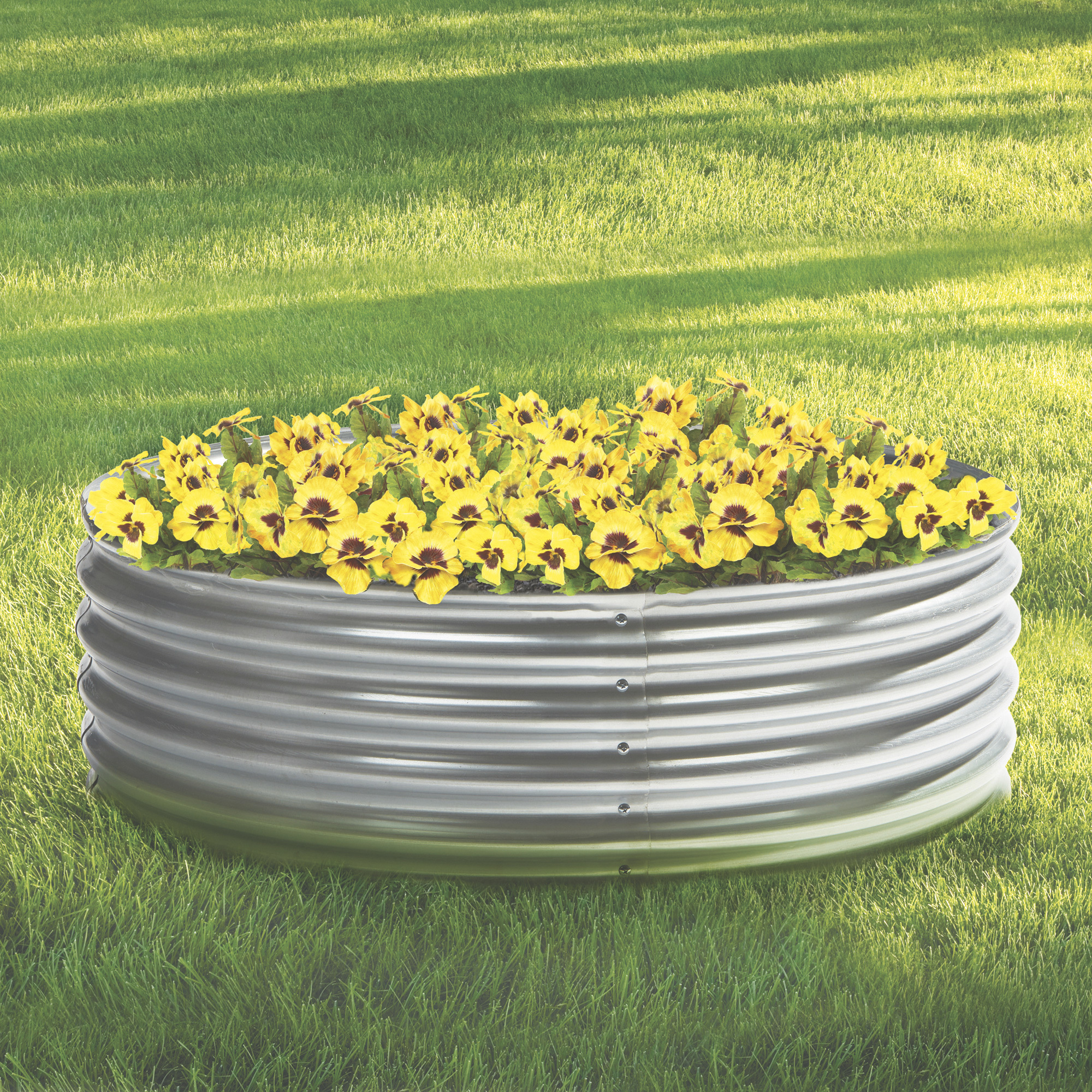 Galvanized Steel Round Raised Garden Planter Bed, 4ft. x 12in ...