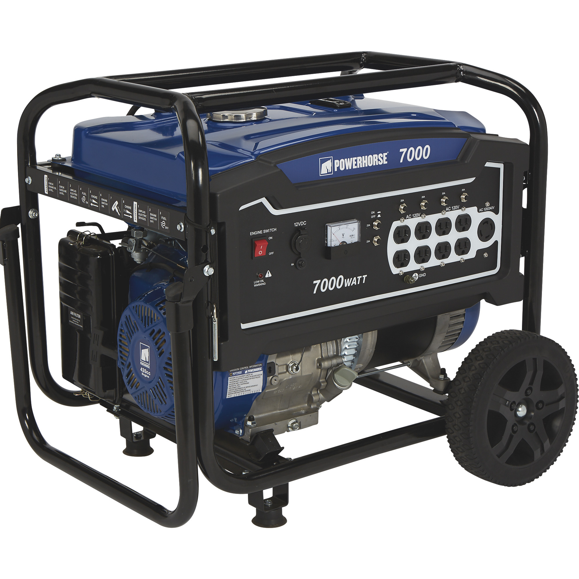 Powerhorse Portable Generator, 7000 Surge Watts, 5500 Rated Watts ...