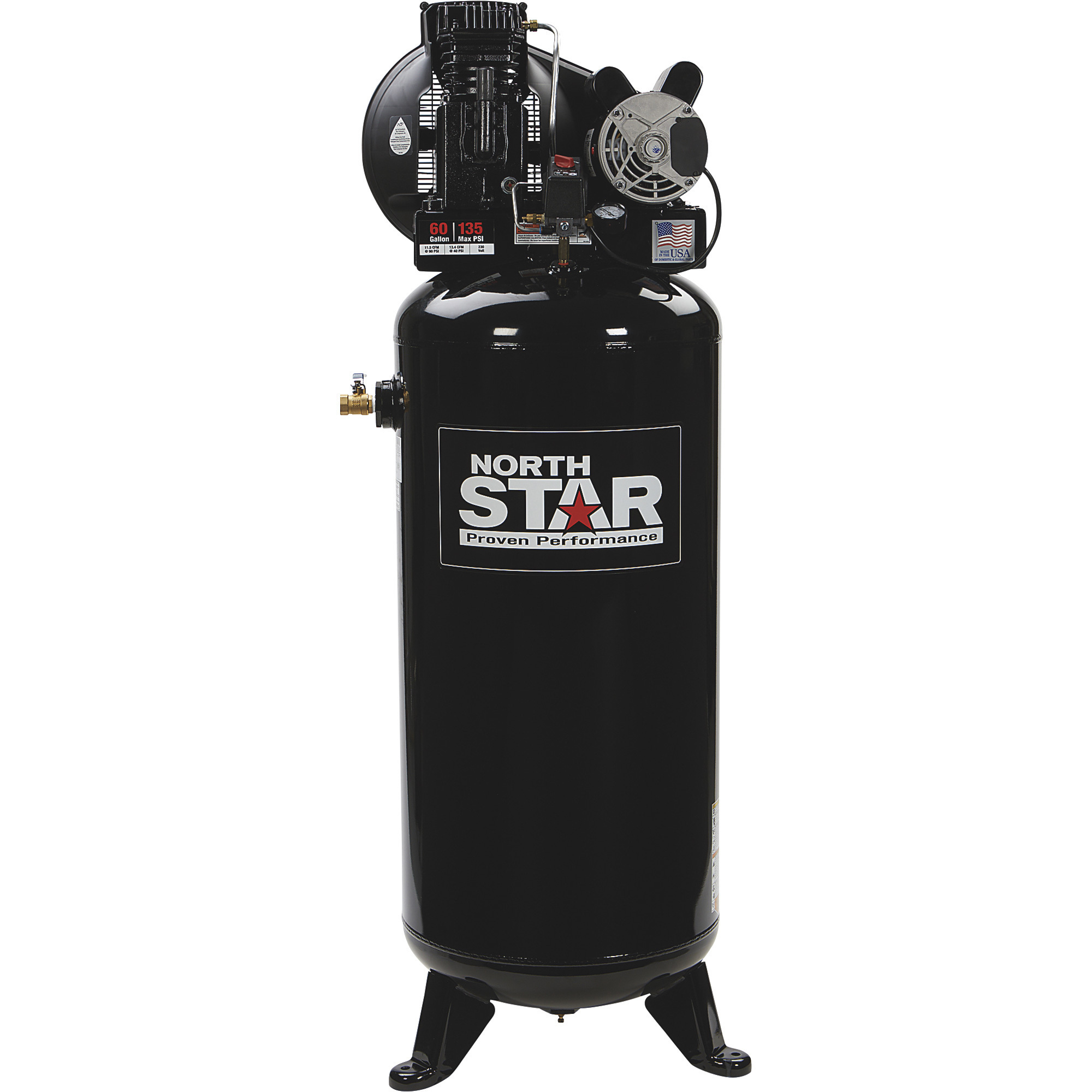NorthStar Electric Air Compressor, 3.7 HP, 230 Volt, 1 Phase, 60-Gallon ...