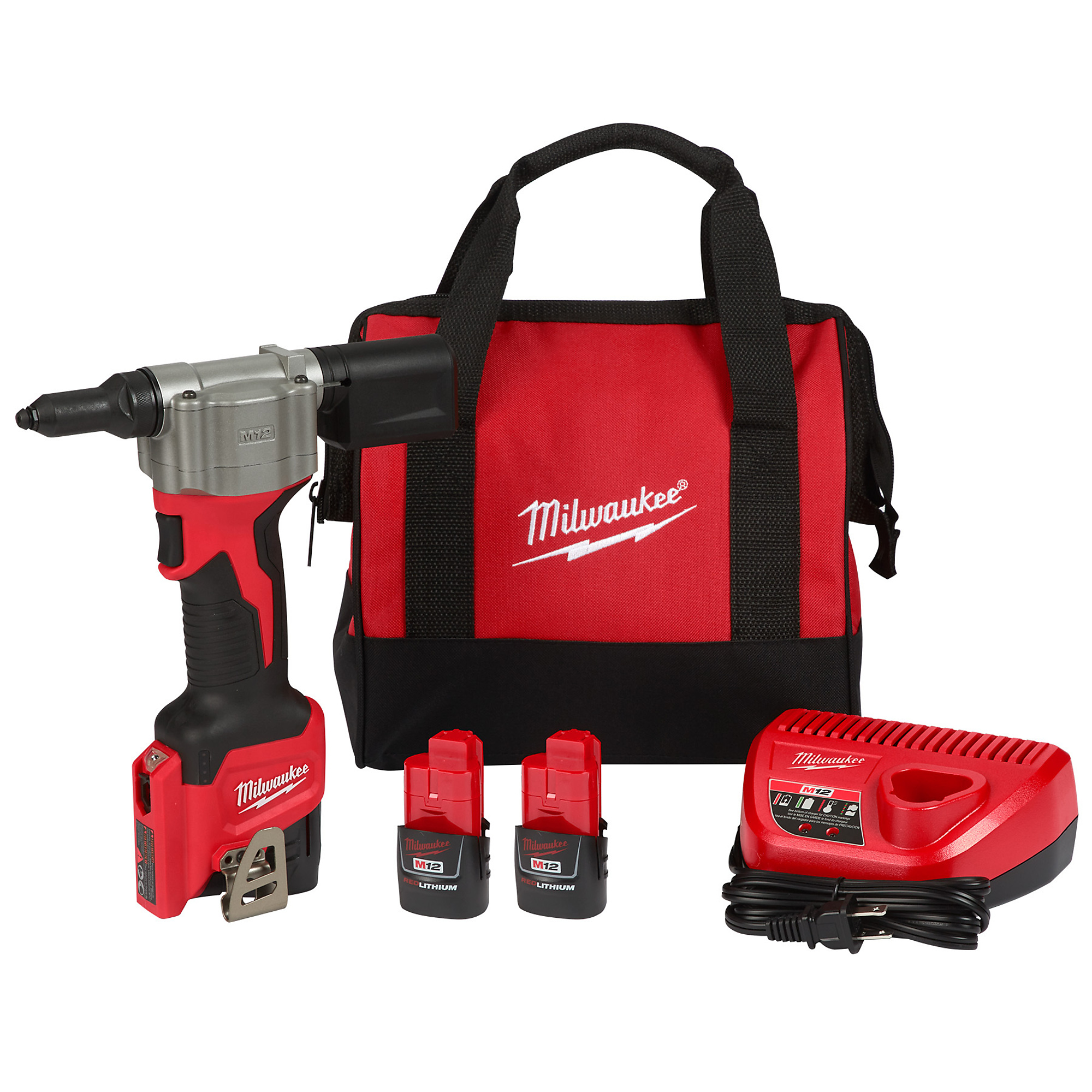 Milwaukee M12 Cordless Rivet Tool Kit, 2 Batteries, Model# 2550-22 ...