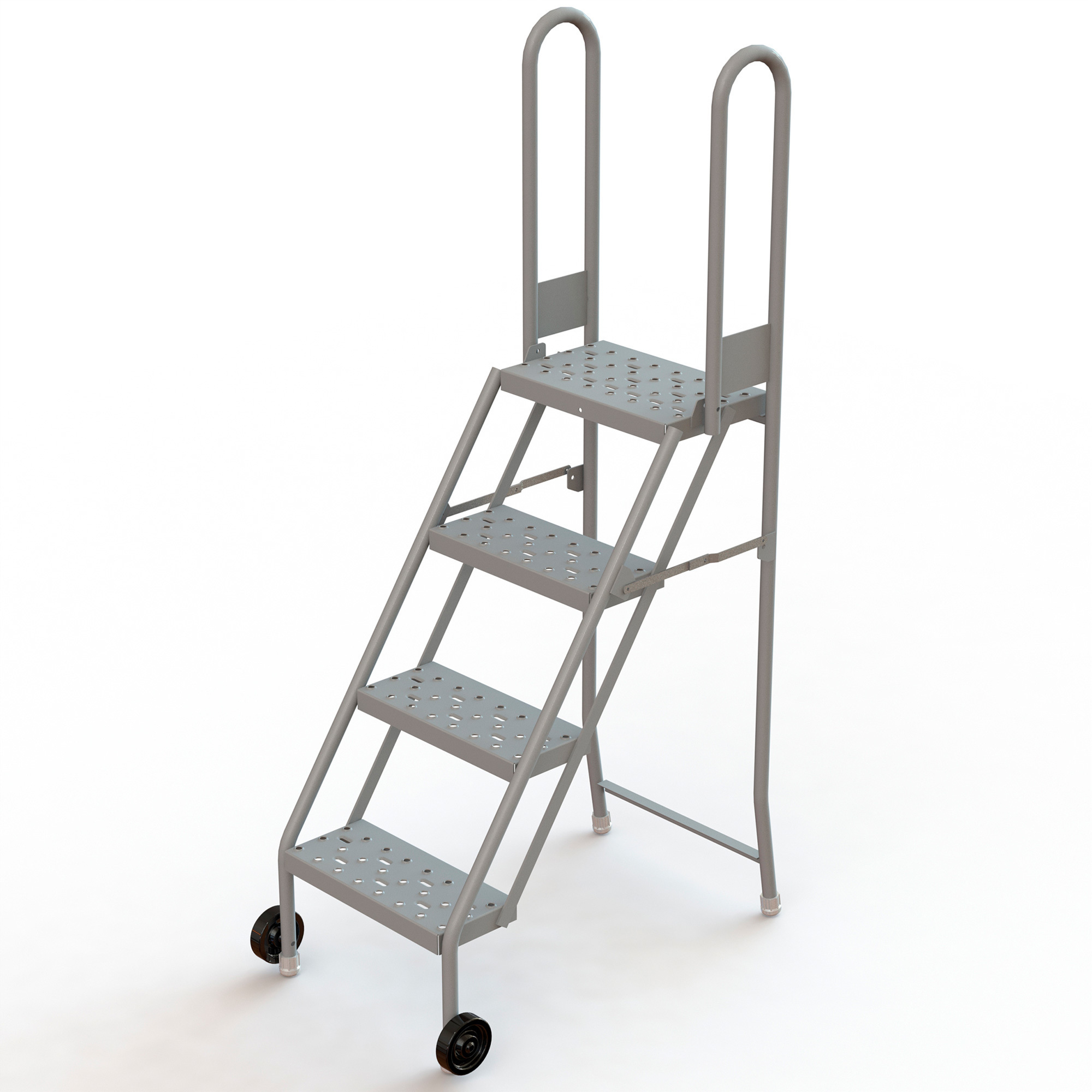 Tri-Arc 4-Step Mobile, Foldable Step Stand with Perforated Steps, Gray ...