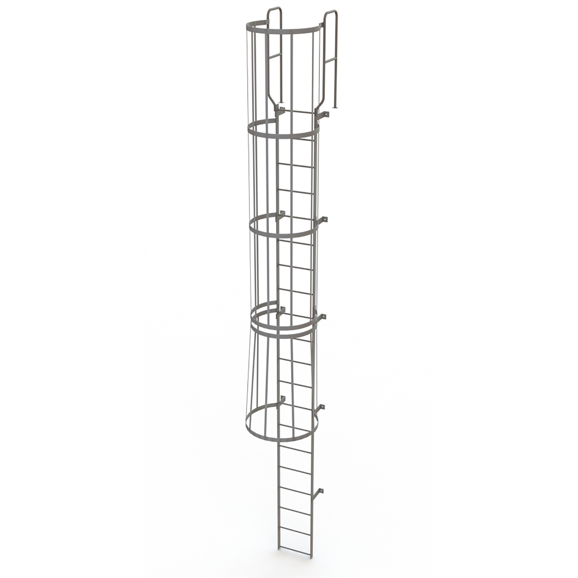 Tri-Arc 19ft., 20-Rung, Steel Fixed Cage Ladder with Walk-Thru ...