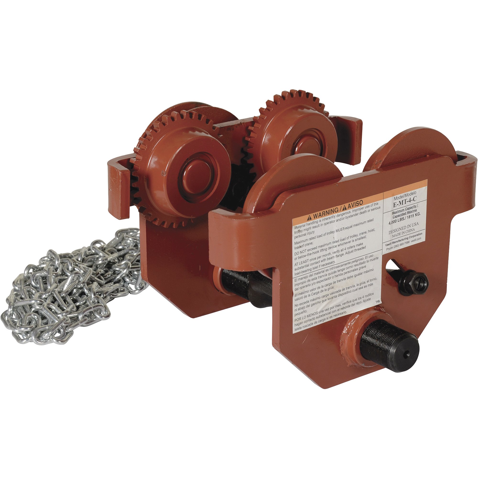 OZ Lifting Products Geared Beam Trolley, 20-Ton Capacity, 5.39-12.99 ...