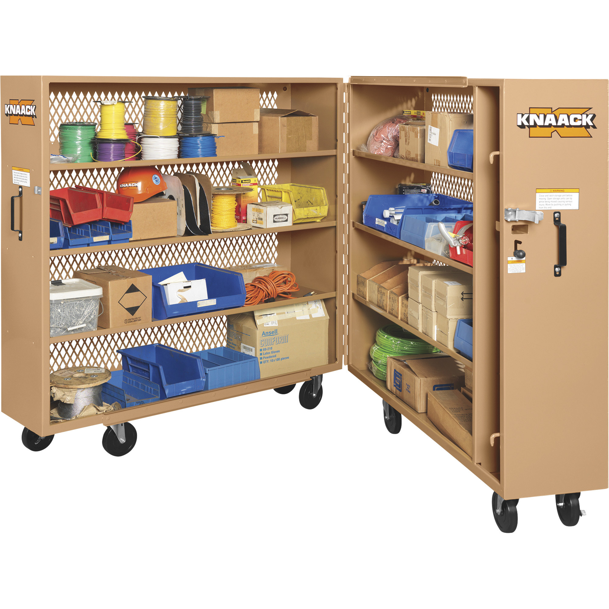 KNAACK Jobmaster Folding Rolling Cabinet, Tan, 60.9 Cu. Ft. Capacity ...