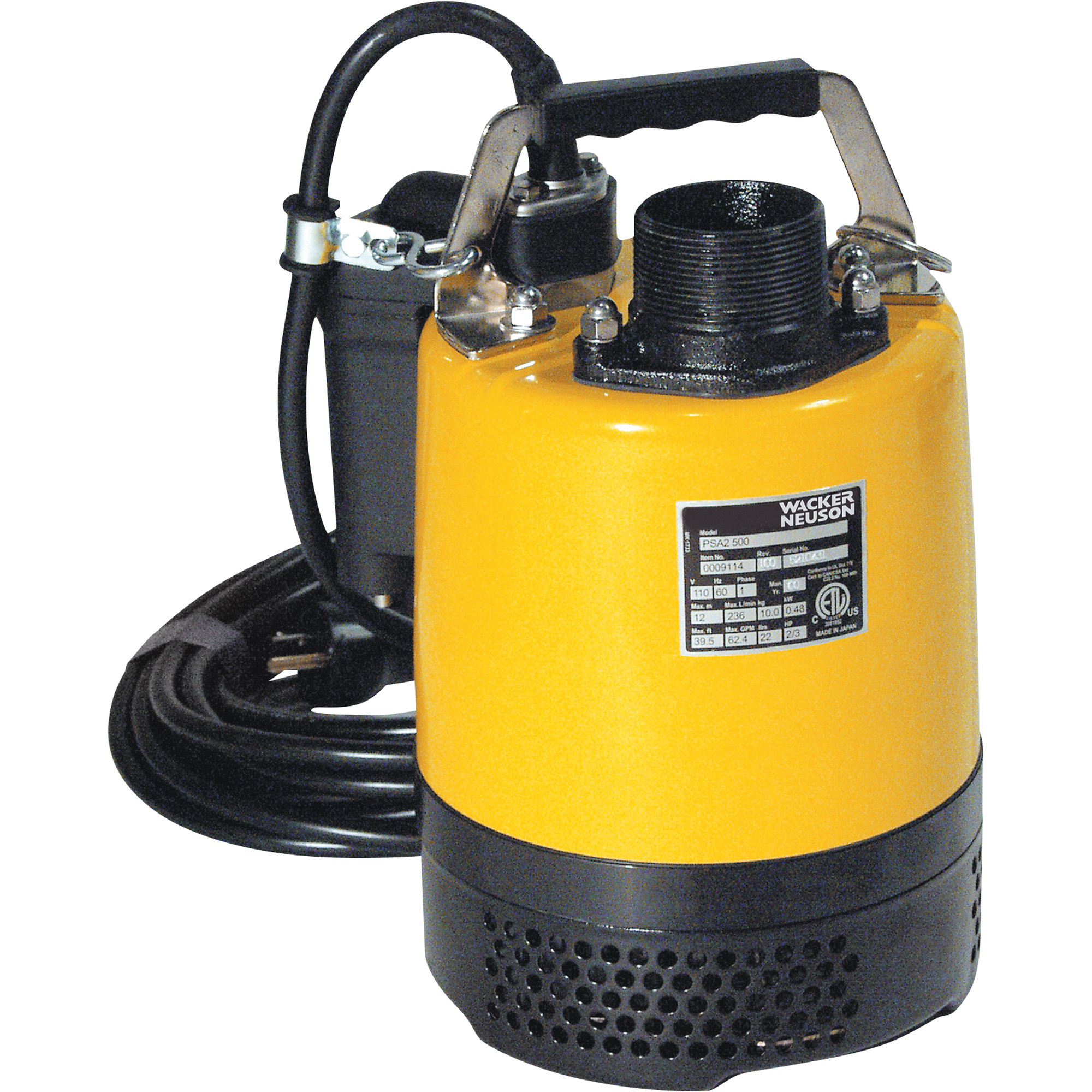 Wacker Neuson Submersible Utility Water Pump, 3744 GPH, 2/3 HP, Model ...
