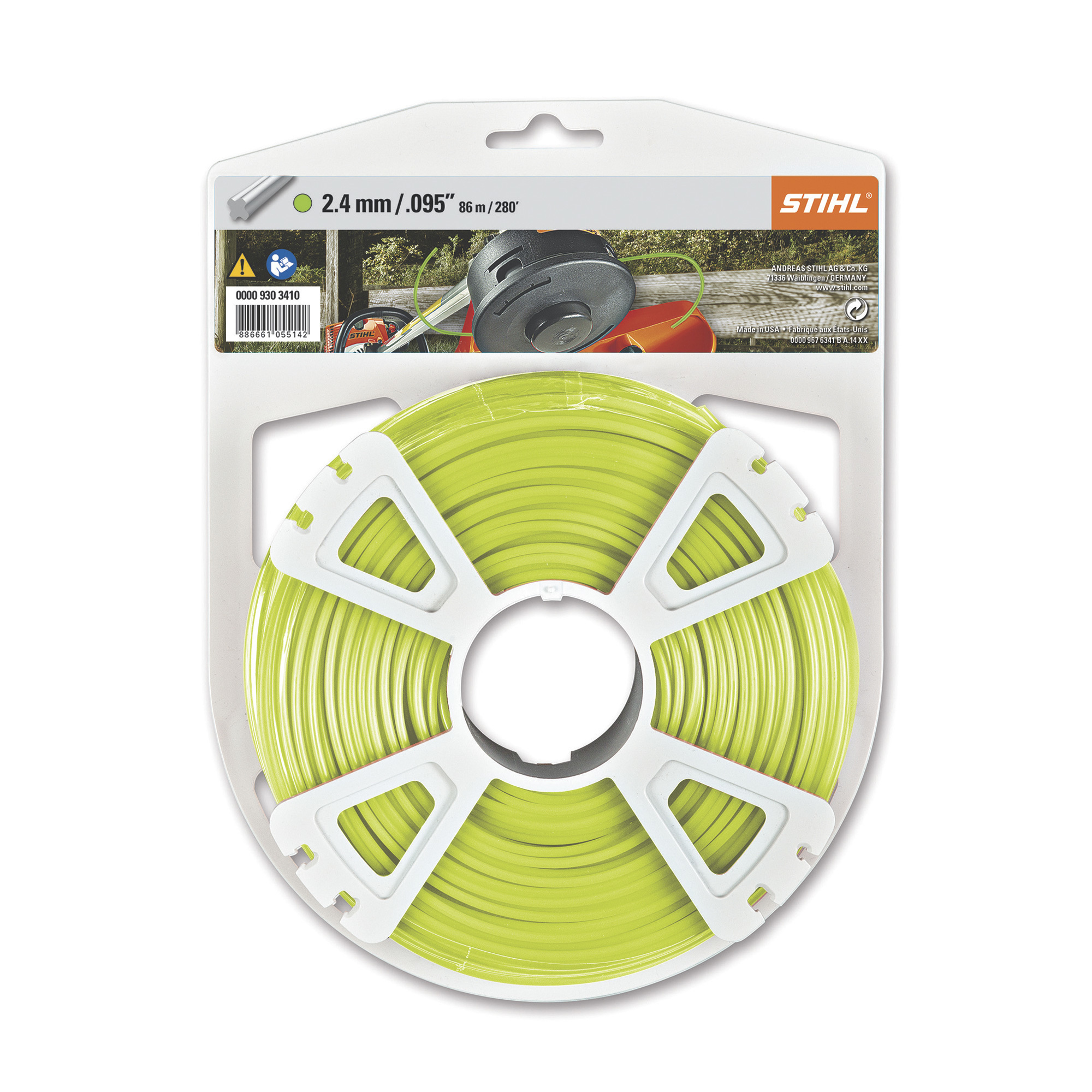 STIHL X-Line String Trimmer Line, 0.095in. dia. x 280ft.L Spool, Neon ...