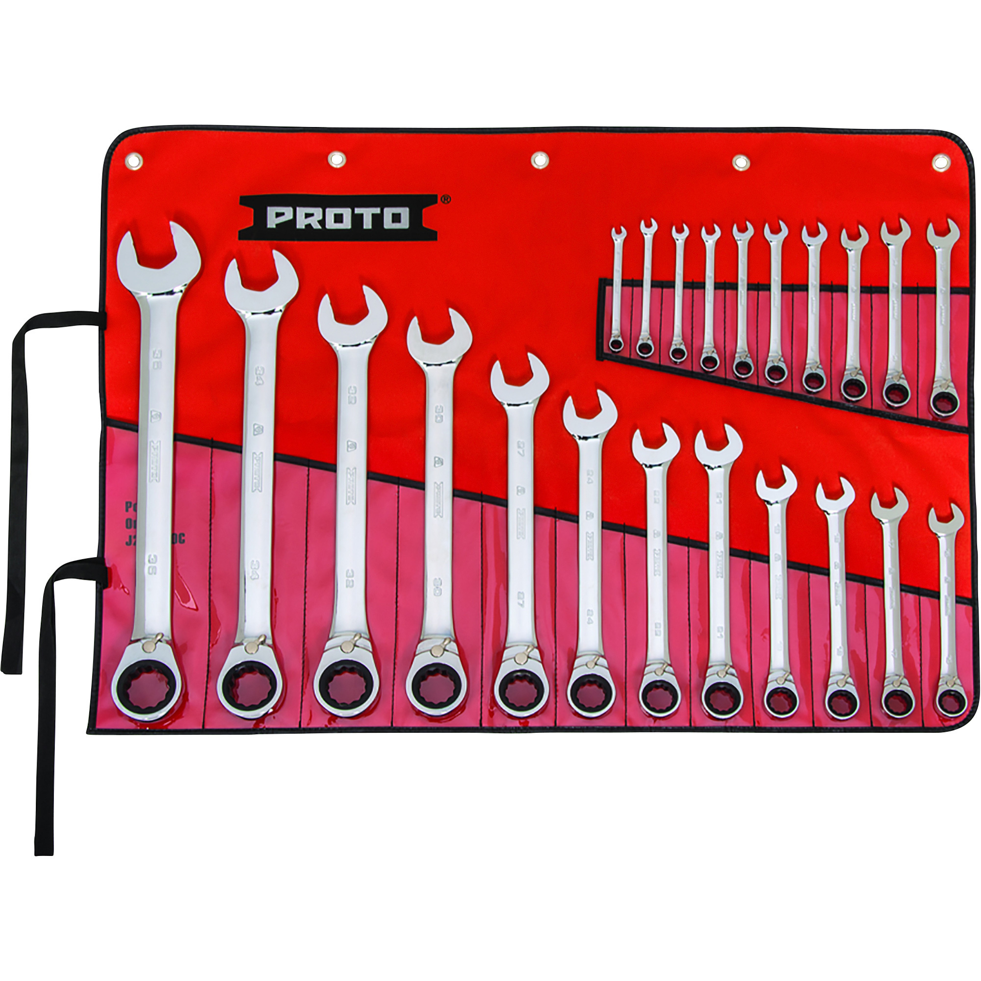 Proto Combination Reversible Ratcheting Wrench Set, 22-Pc., Metric ...