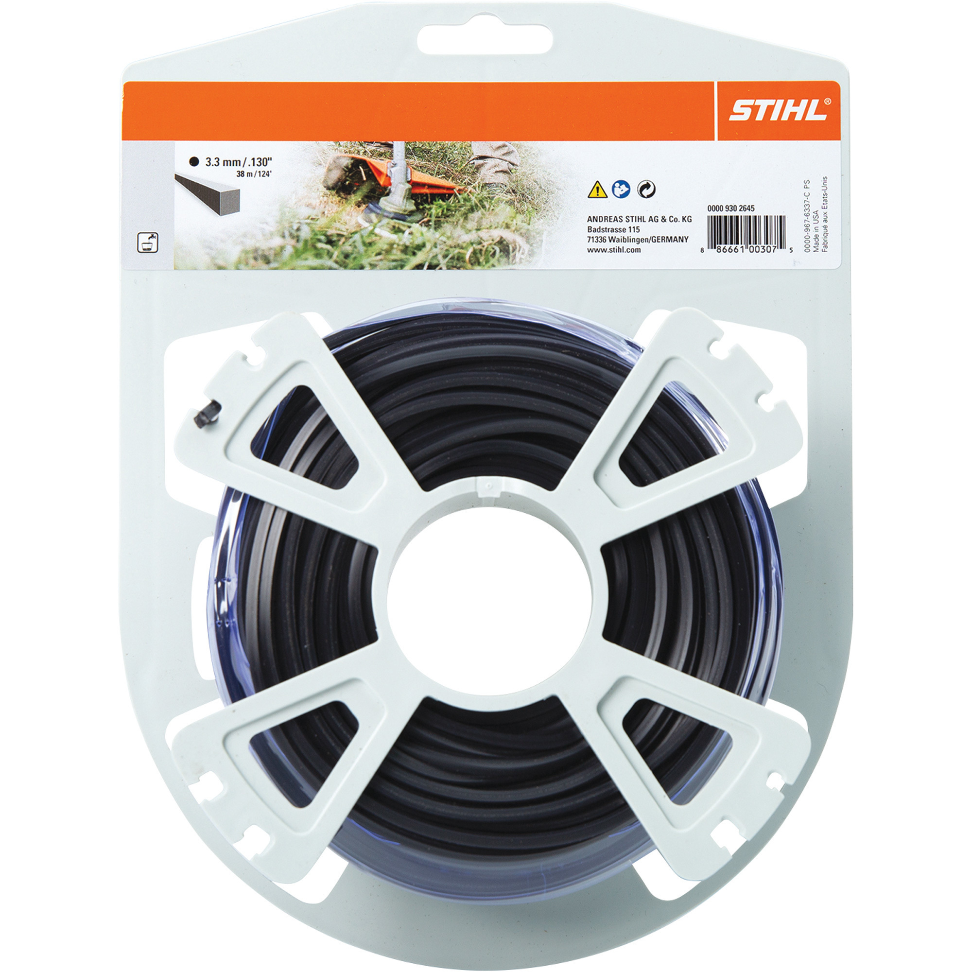 STIHL Premium Trimmer Line, 130ft. Spool, 0.130in. Dia, Black, Model ...
