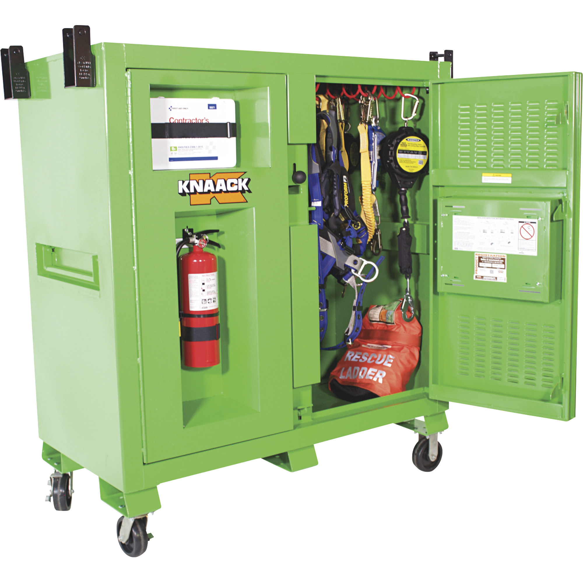 KNAACK Safety Kage Cabinet with Crane Lift Kit, Green, 59.4 Cu. Ft ...