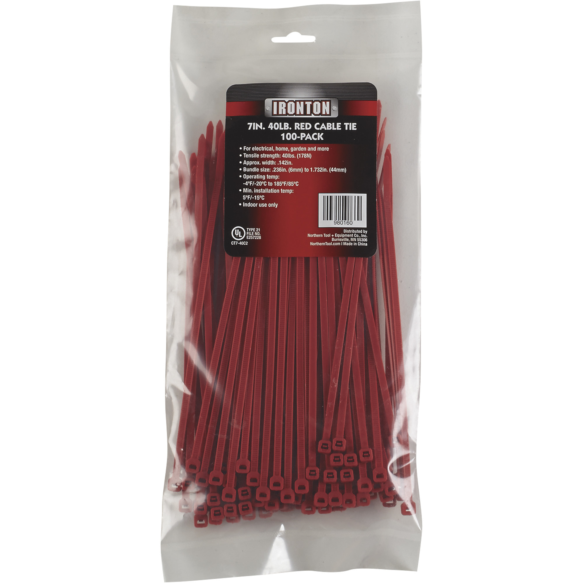 Ironton Multi-Pack of Cable Zip Ties — 1,000-Pk., 11in.L x .189in.W, 50 ...