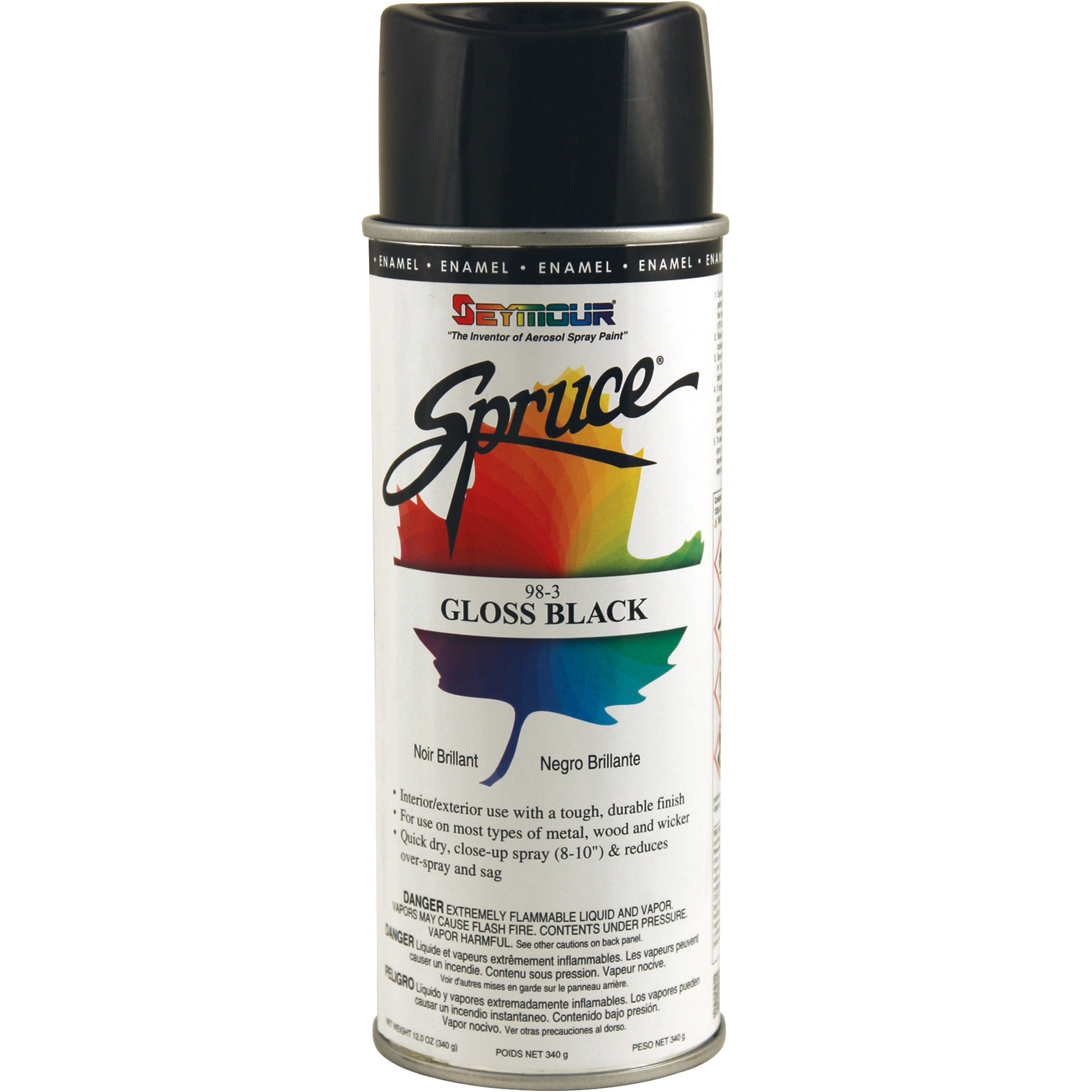 Seymour Spruce Enamel Spray Paint, Gloss Black, 12ct. Case, 16-Oz. Cans ...