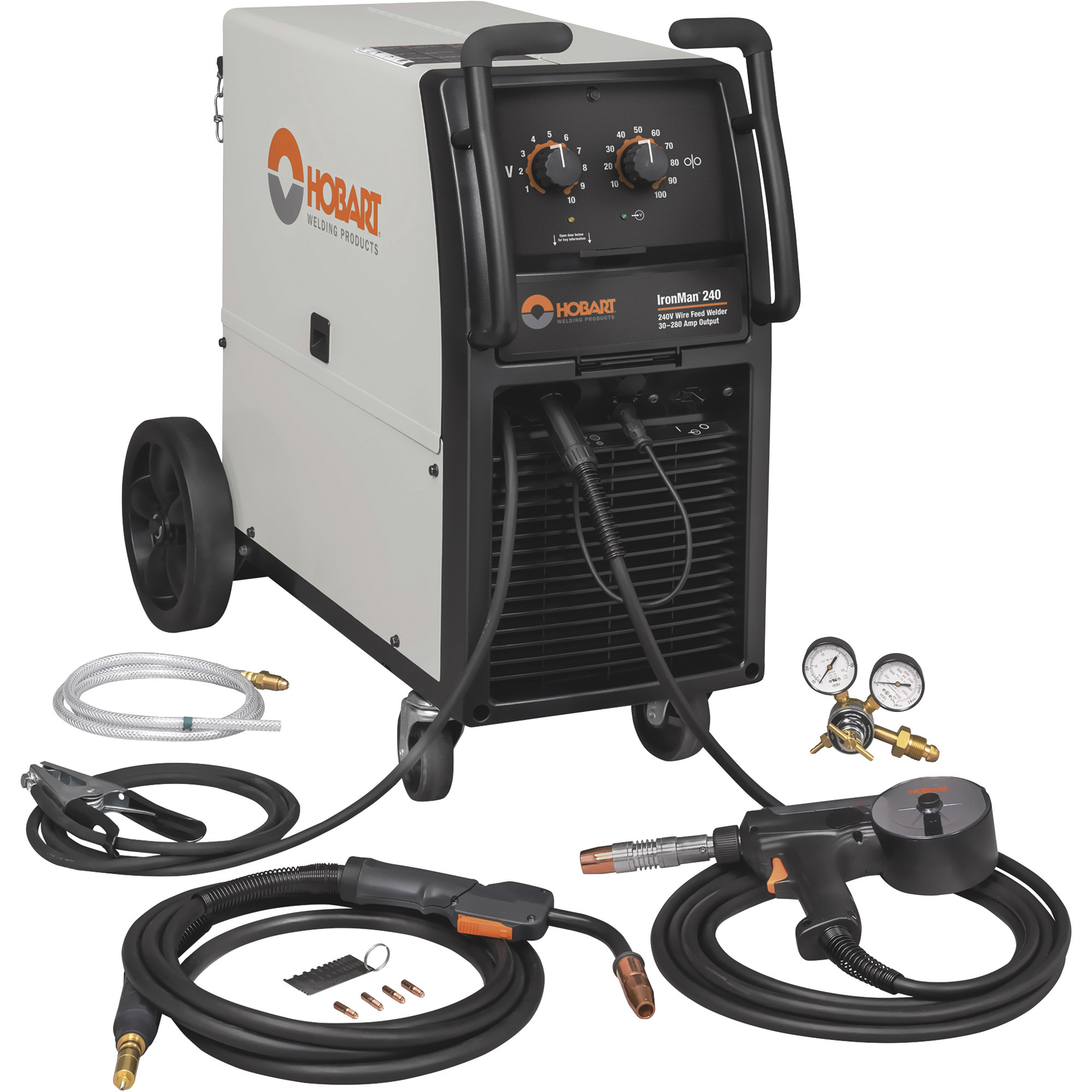 Hobart IronMan 240 MIG Welder with SpoolRunner 200 Spool Gun, Flux Core ...