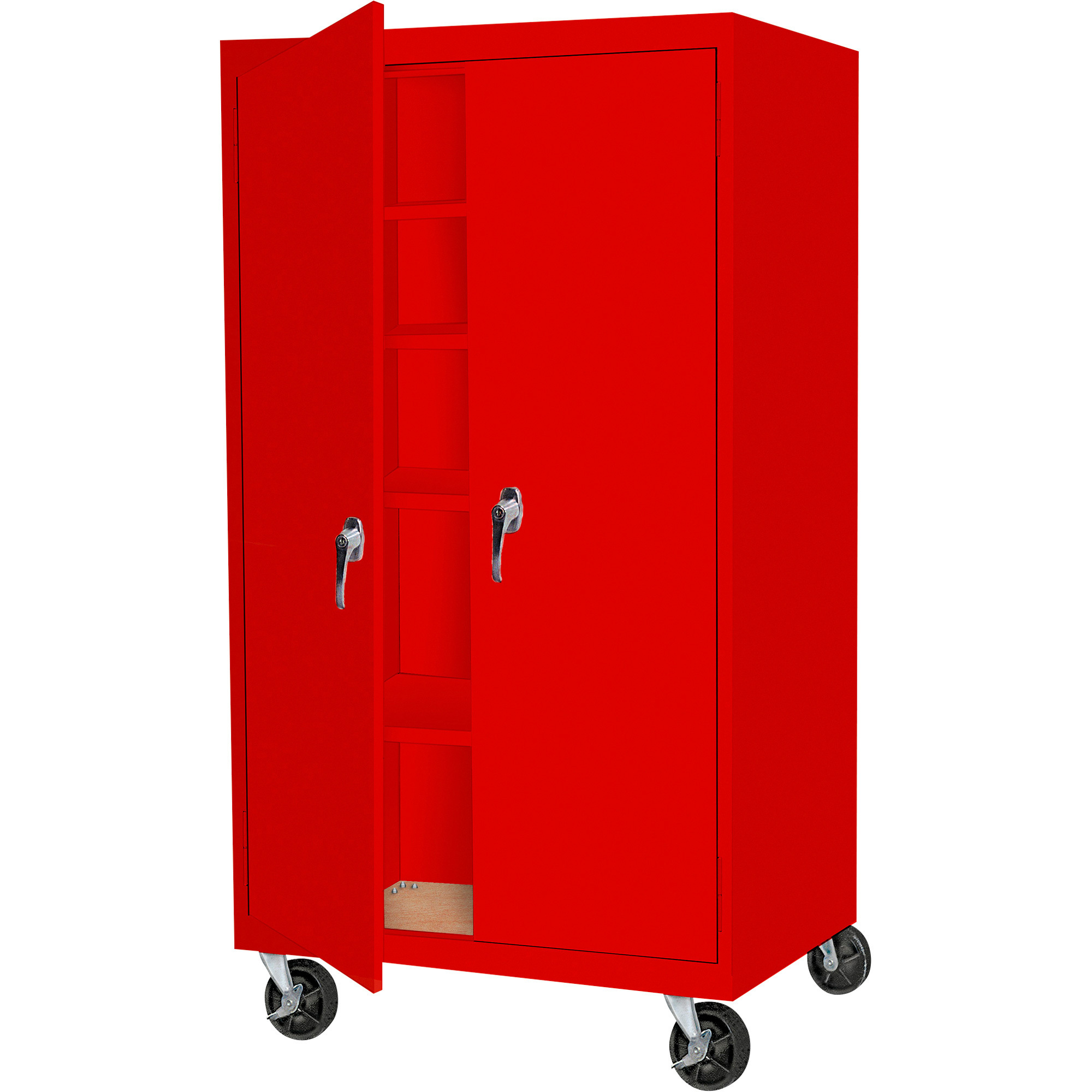 Steel Cabinets USA 2-Door Mobile Storage Cabinet, Red, 4 Shelves, 4 ...