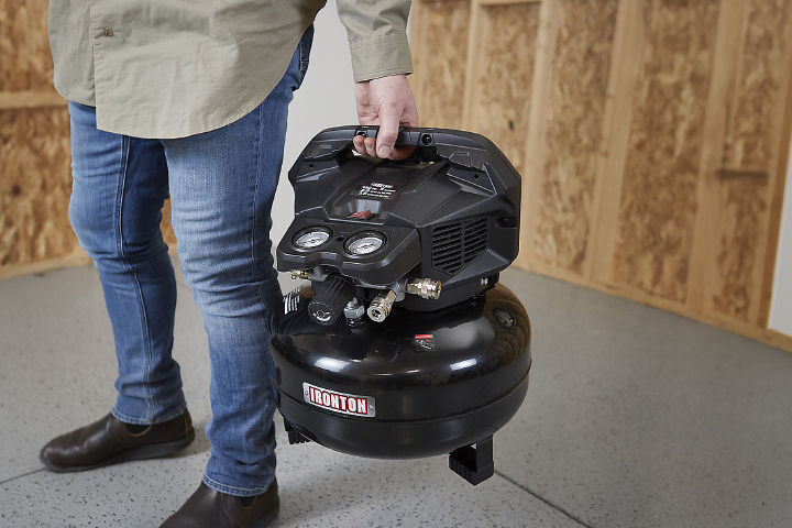 Ironton Oil-Free Pancake Compressor, 1.5 HP, 6 Gallons, 2.6/3.6 CFM ...