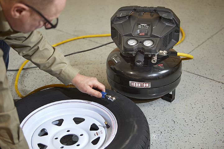 Ironton Oil-Free Pancake Compressor, 1.5 HP, 6 Gallons, 2.6/3.6 CFM ...