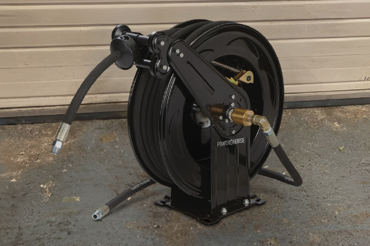 Powerhorse Auto-Rewind Pressure Washer Hose Reel, 4000 PSI, 50ft ...