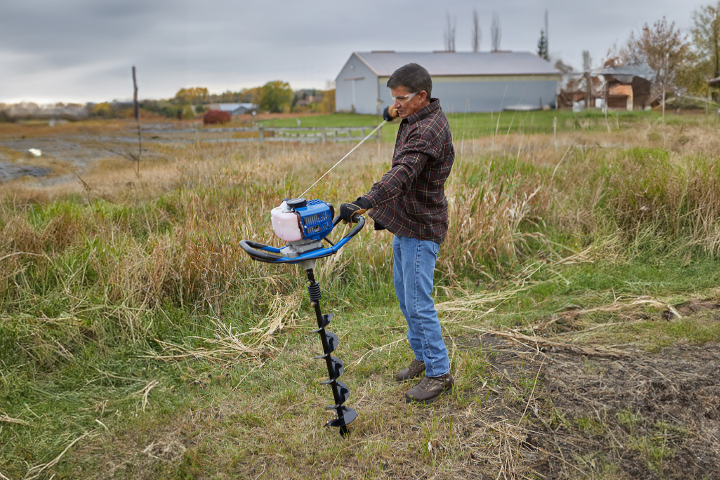Powerhorse One-Person Earth Auger Powerhead, 52cc 2-Cycle Gas Engine w ...