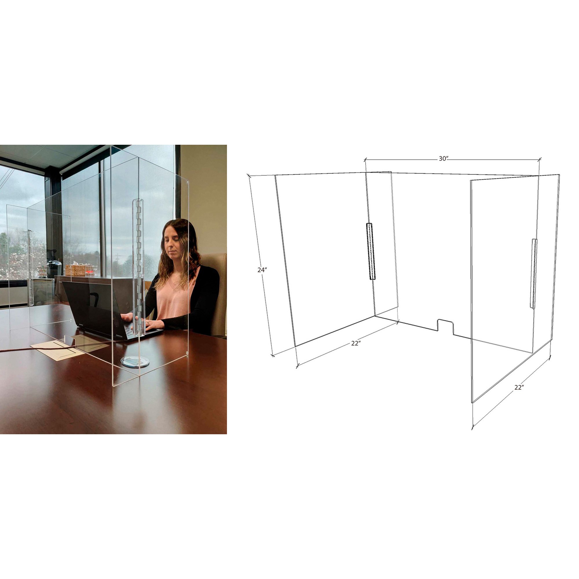 National Marker Foldable Acrylic Protective Workstation Shield — 30in.L ...