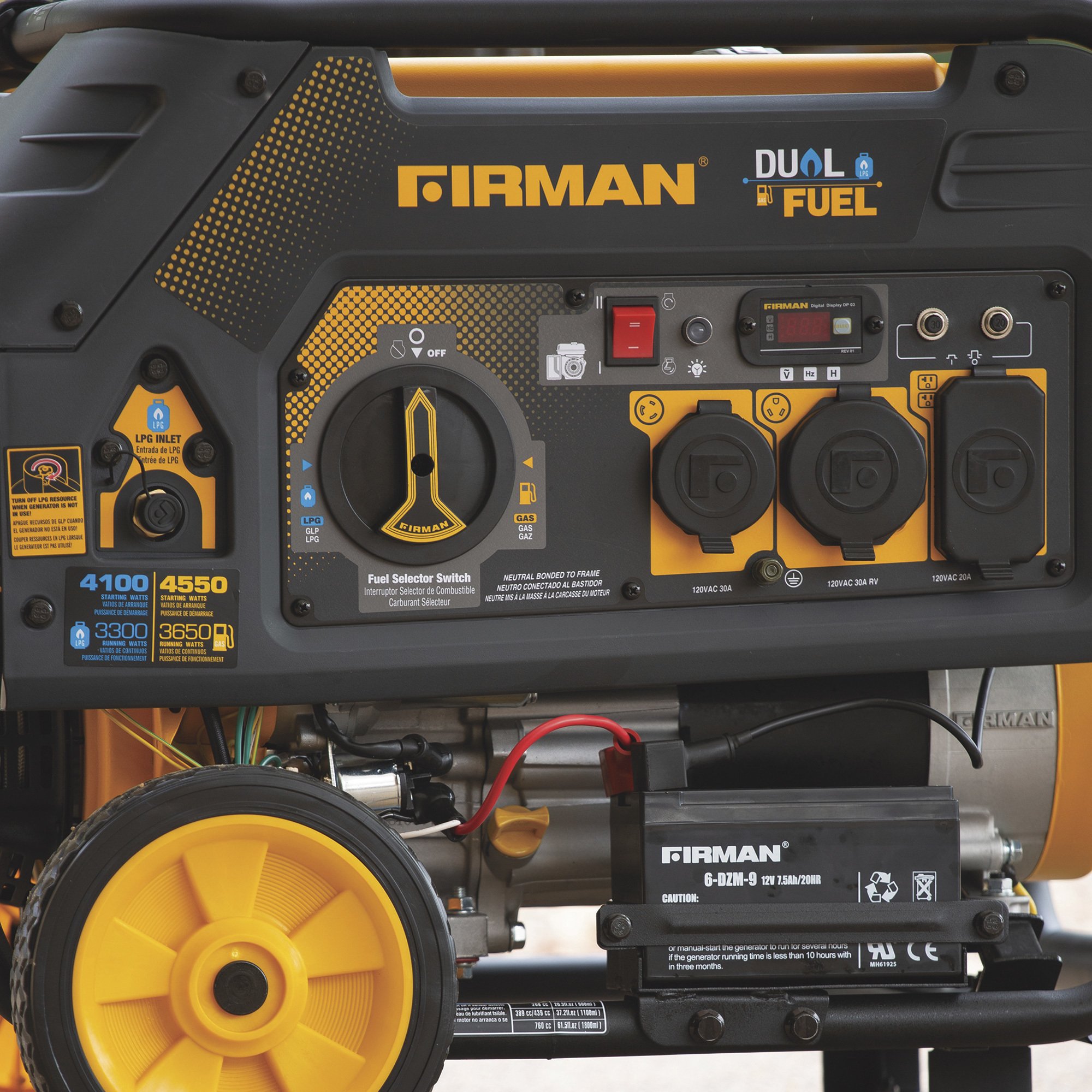 Firman Portable Dual Fuel Generator, 4550 Surge Watts, 3650 Rated Watts ...