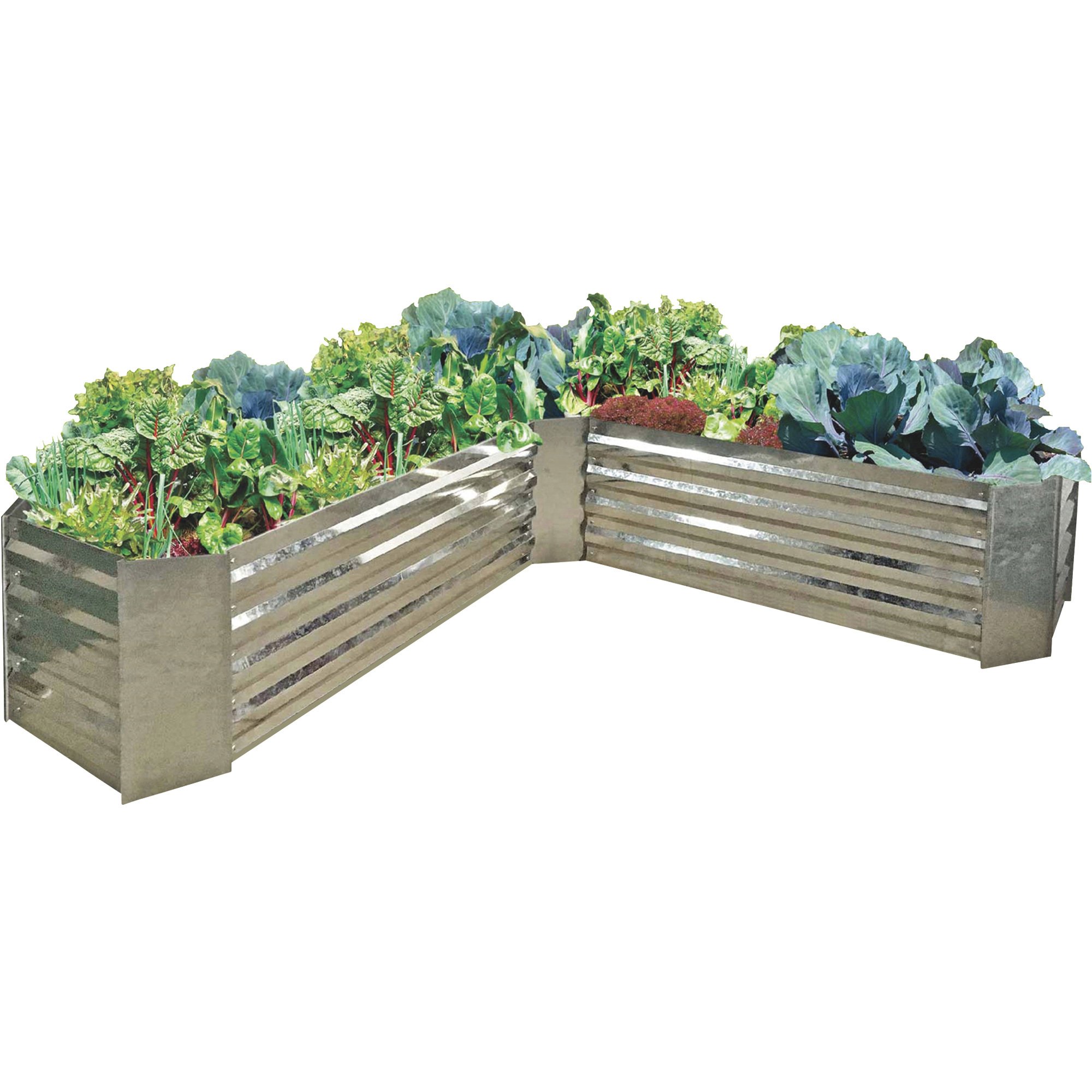 Galvanized Steel L-Shaped Raised Garden Planter Box, 47.25in. x 47.35in ...