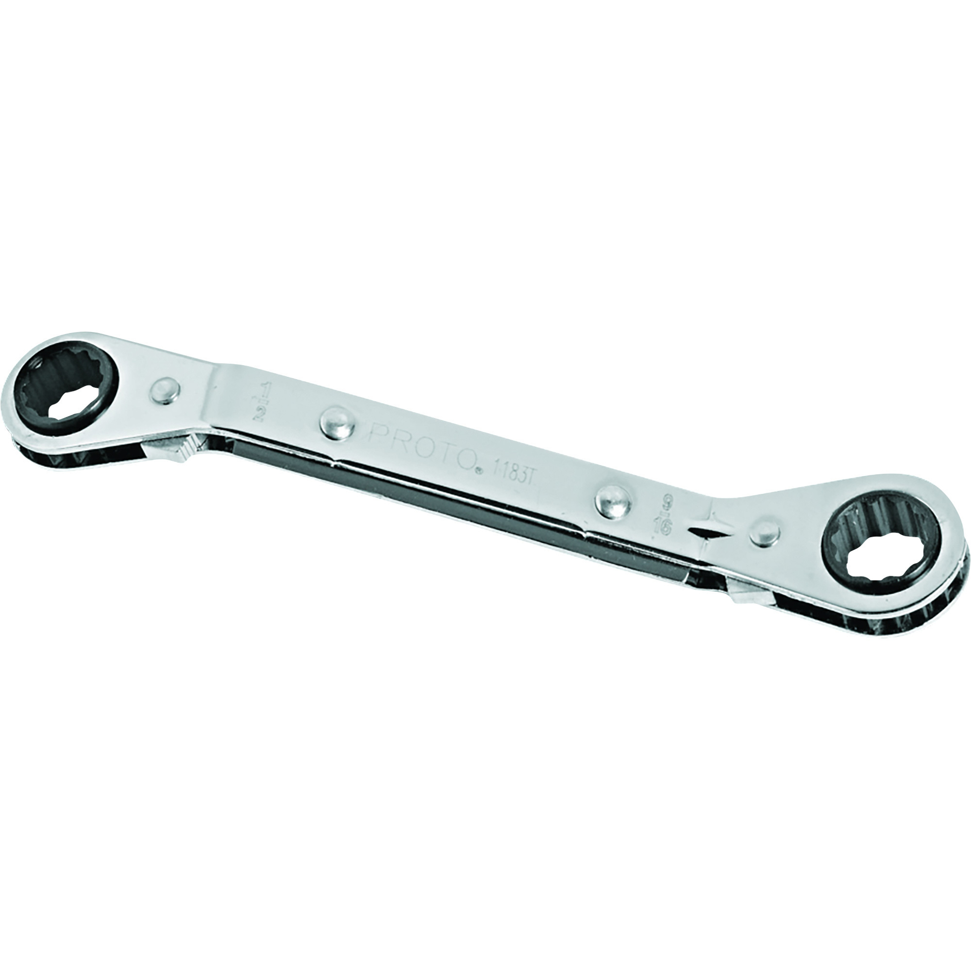 Proto Offset Double Box Reversible Ratcheting Wrench, 5/8in. x 3/4in., 12 Point, Model# J1186 ...