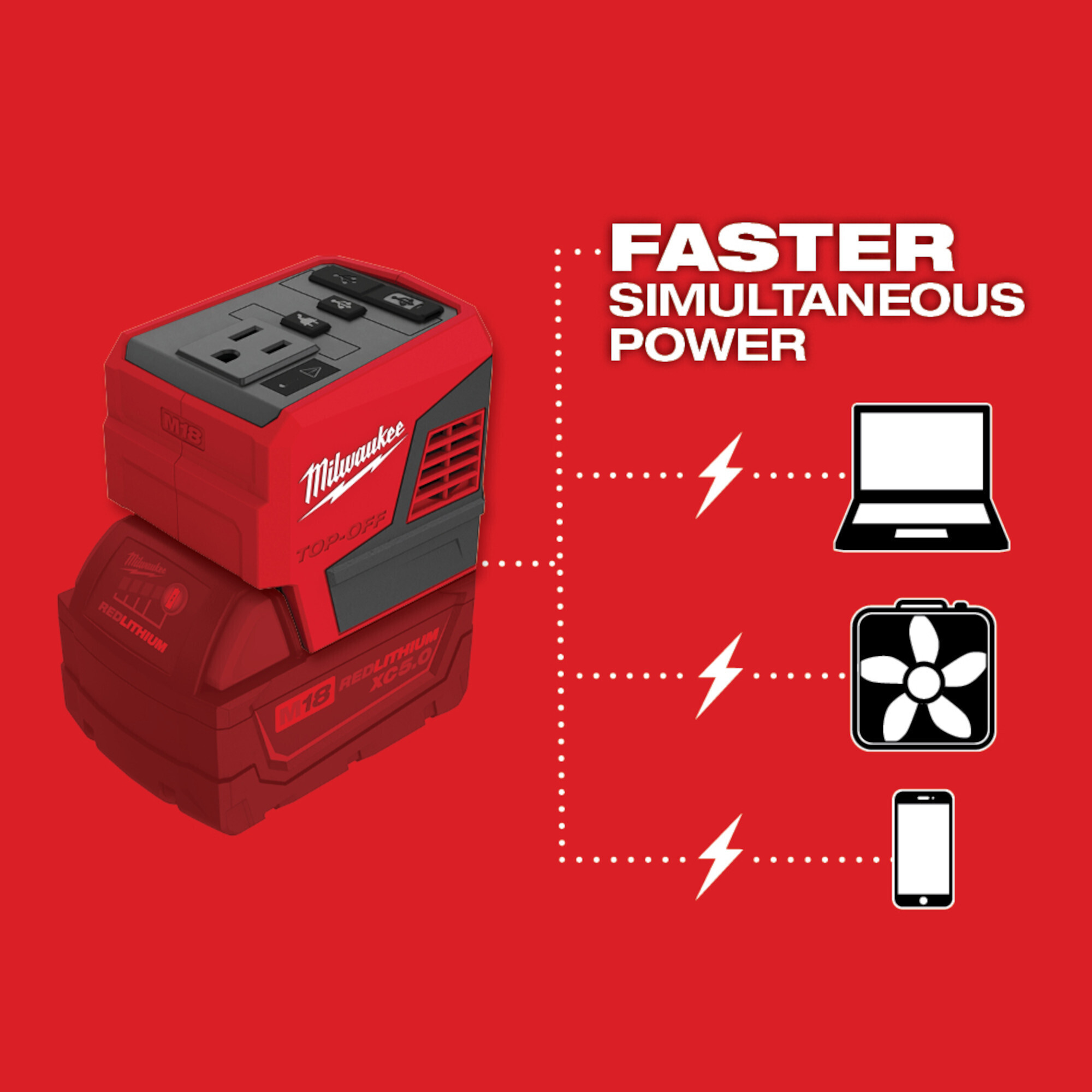 Milwaukee M18 TOP-OFF 175 Watt Power Supply, Model# 2846-20 | Northern Tool