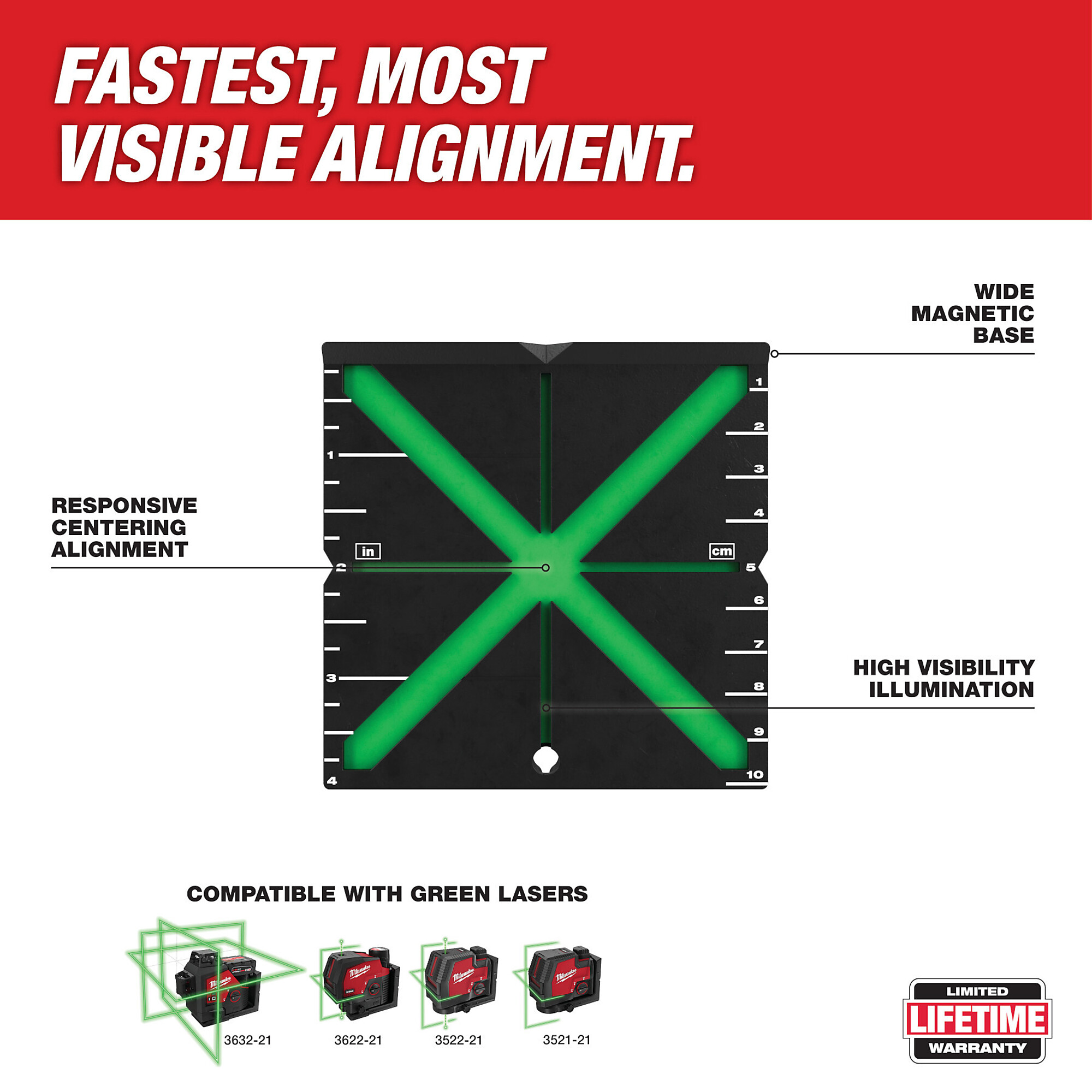 Milwaukee Responsive Laser Alignment Target, Model# 48-35-1111 ...