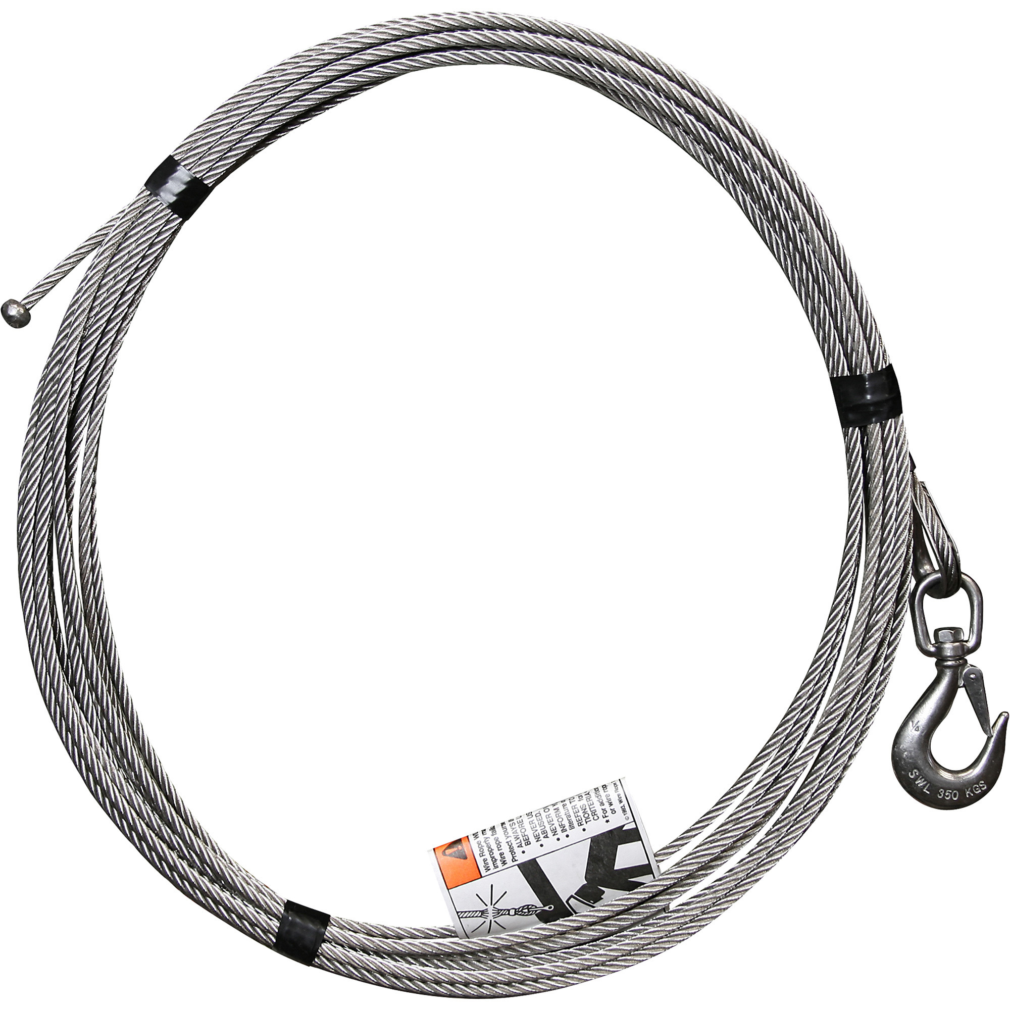 OZ Lifting Products Stainless Steel Wire Rope Assembly, 1/4in. x 55ft.L ...