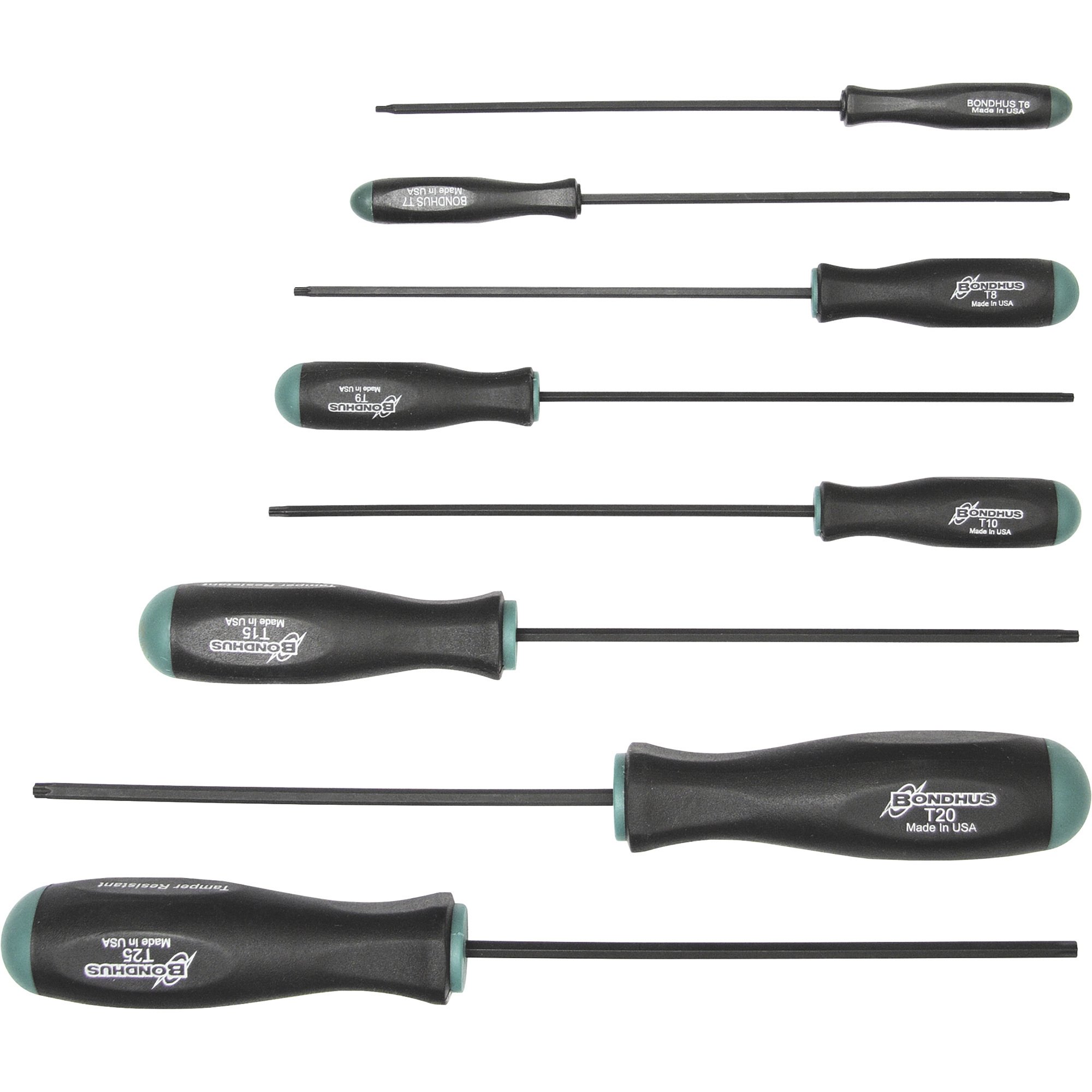 Bondhus Tamper Resistant Torx Tip Screwdrivers with ProGuard Finish — 8 ...