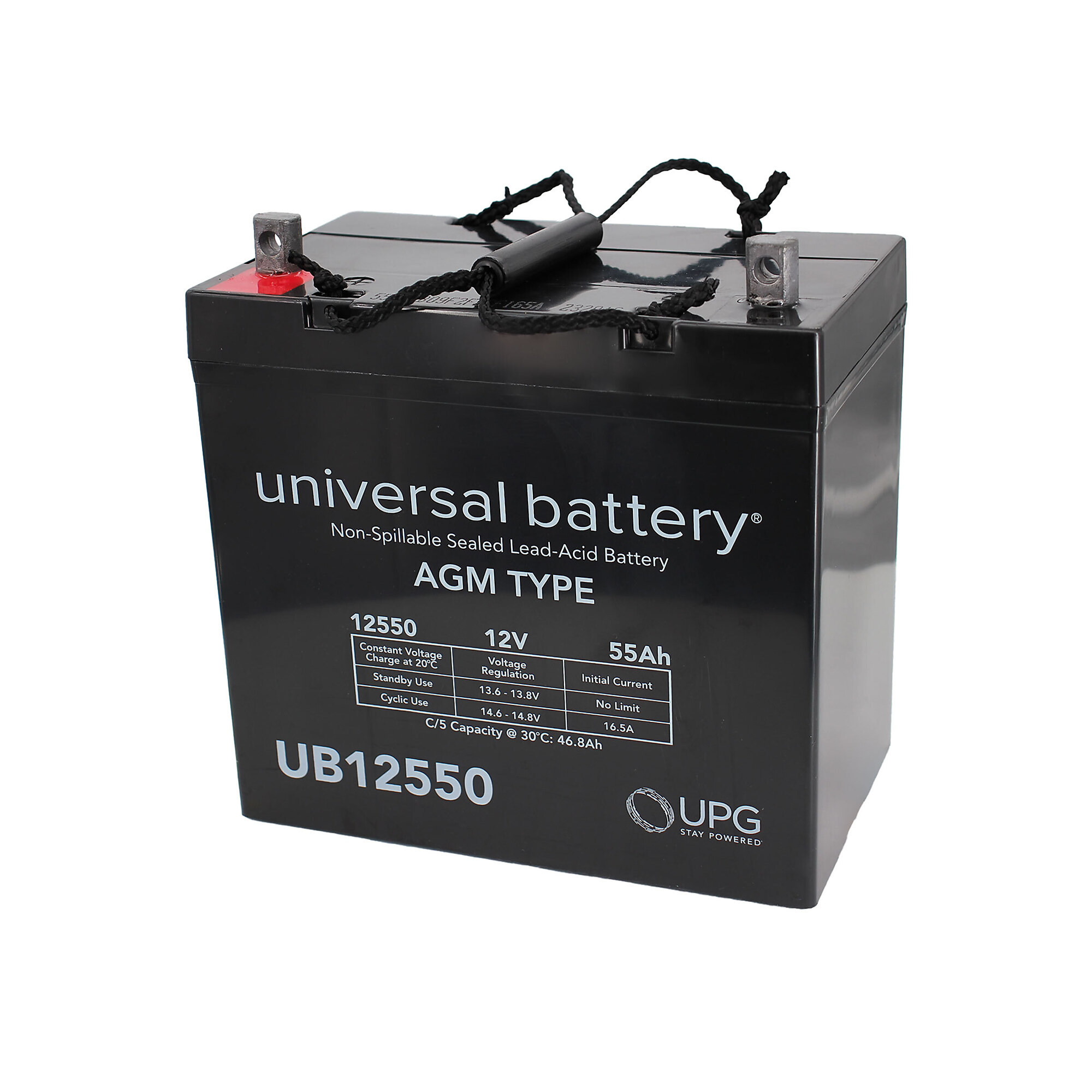 UPG Universal Sealed Lead-Acid Battery — AGM-type, 12V, 55 Amps, Group ...