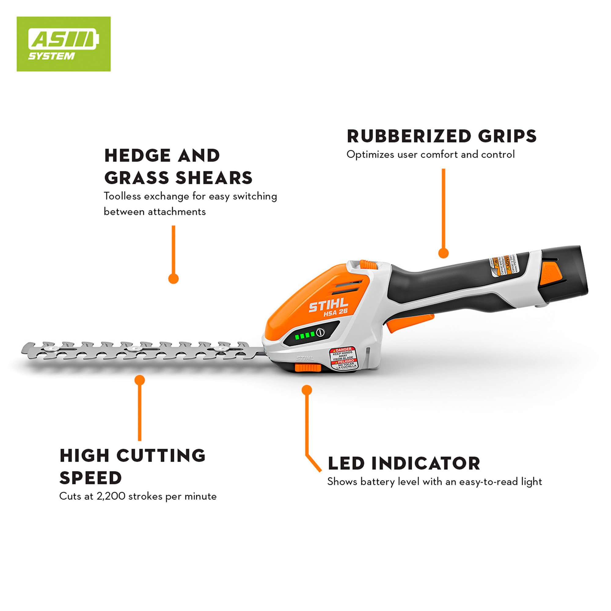STIHL Battery-Operated HSA 26 Li-Ion Cordless Shrub Shears Set, Tool ...