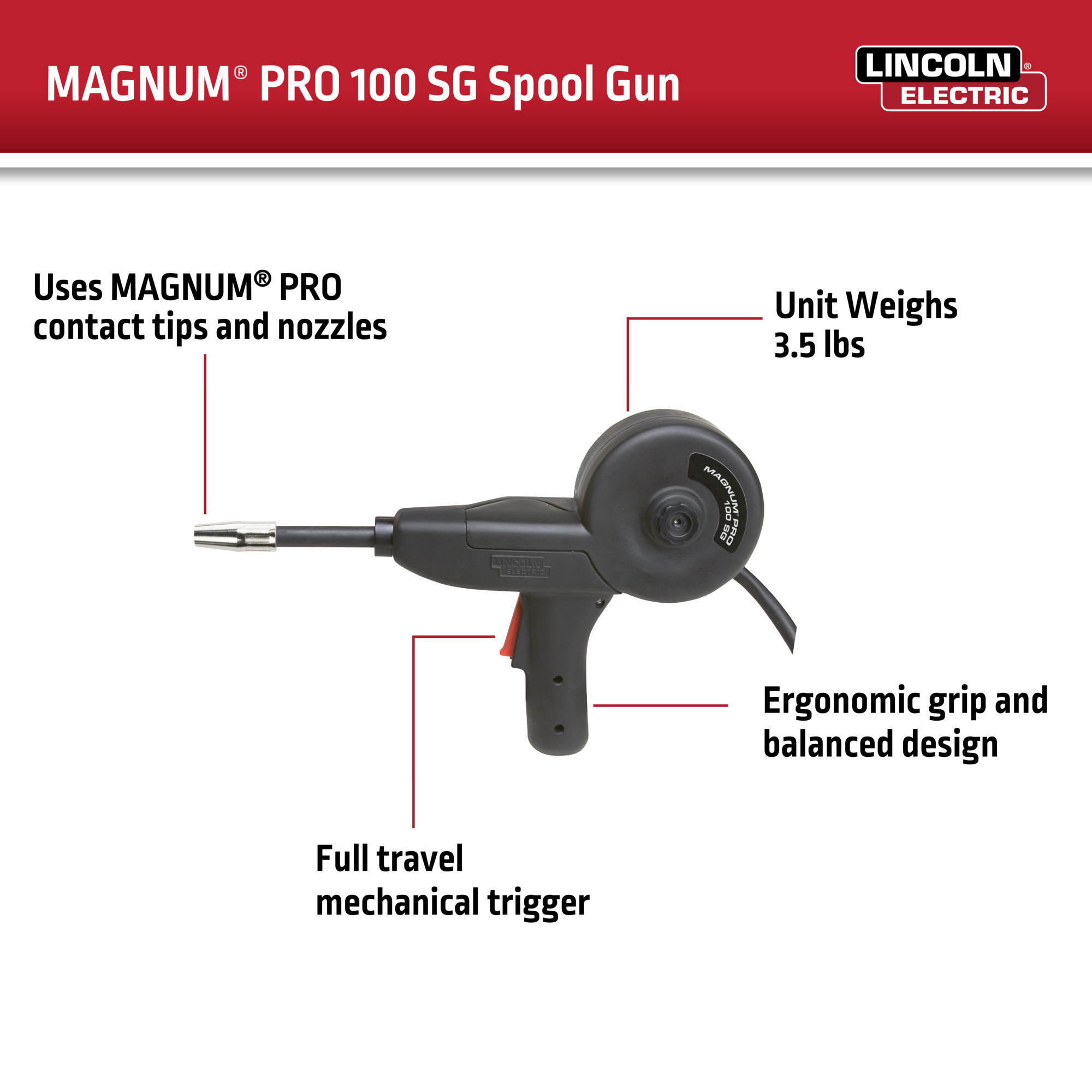 Lincoln Electric Magnum PRO 100SG Spool Gun Kit, Fits MIG Welders ...