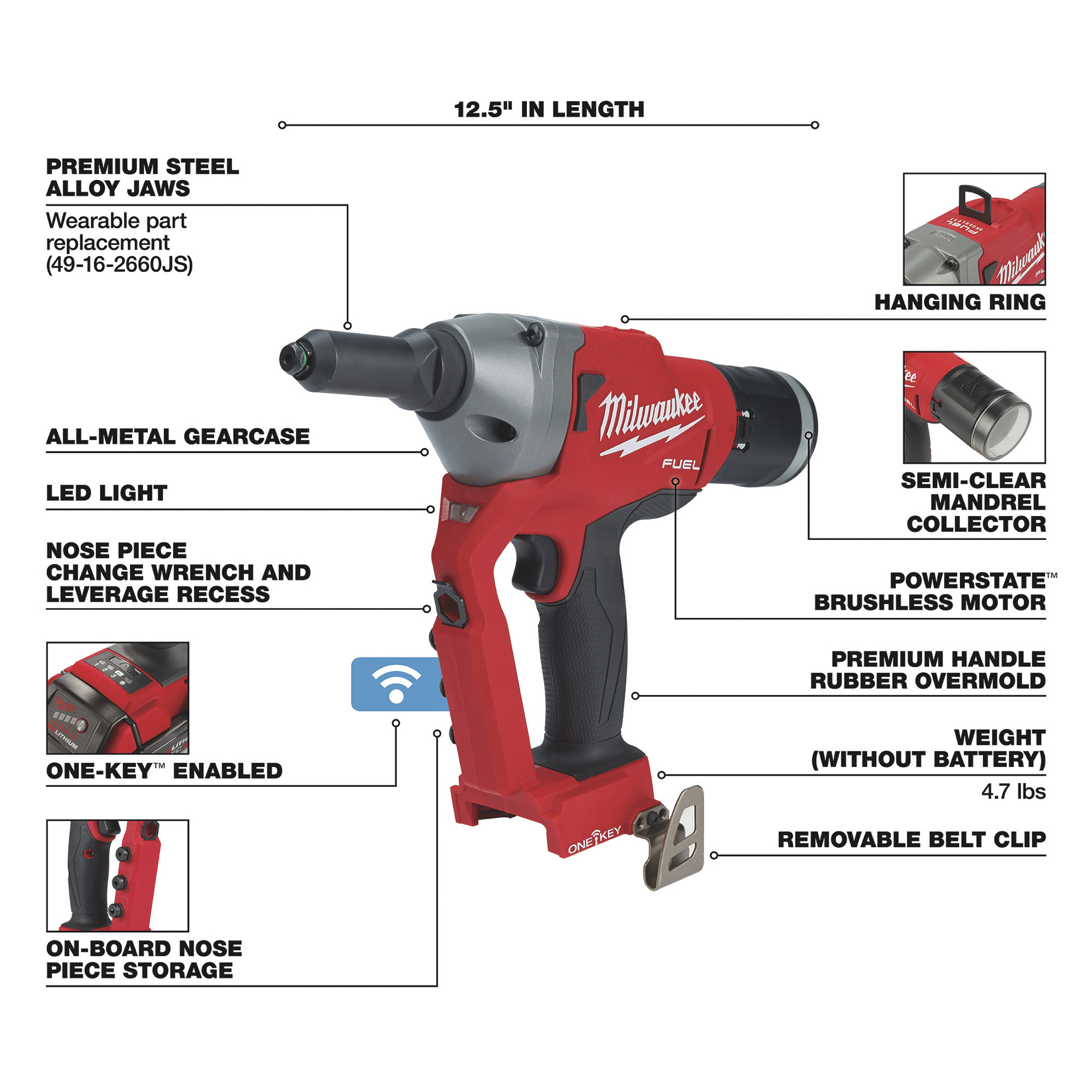 Milwaukee M18 FUEL 1/4in. Blind Rivet Tool with One-Key, Tool Only ...
