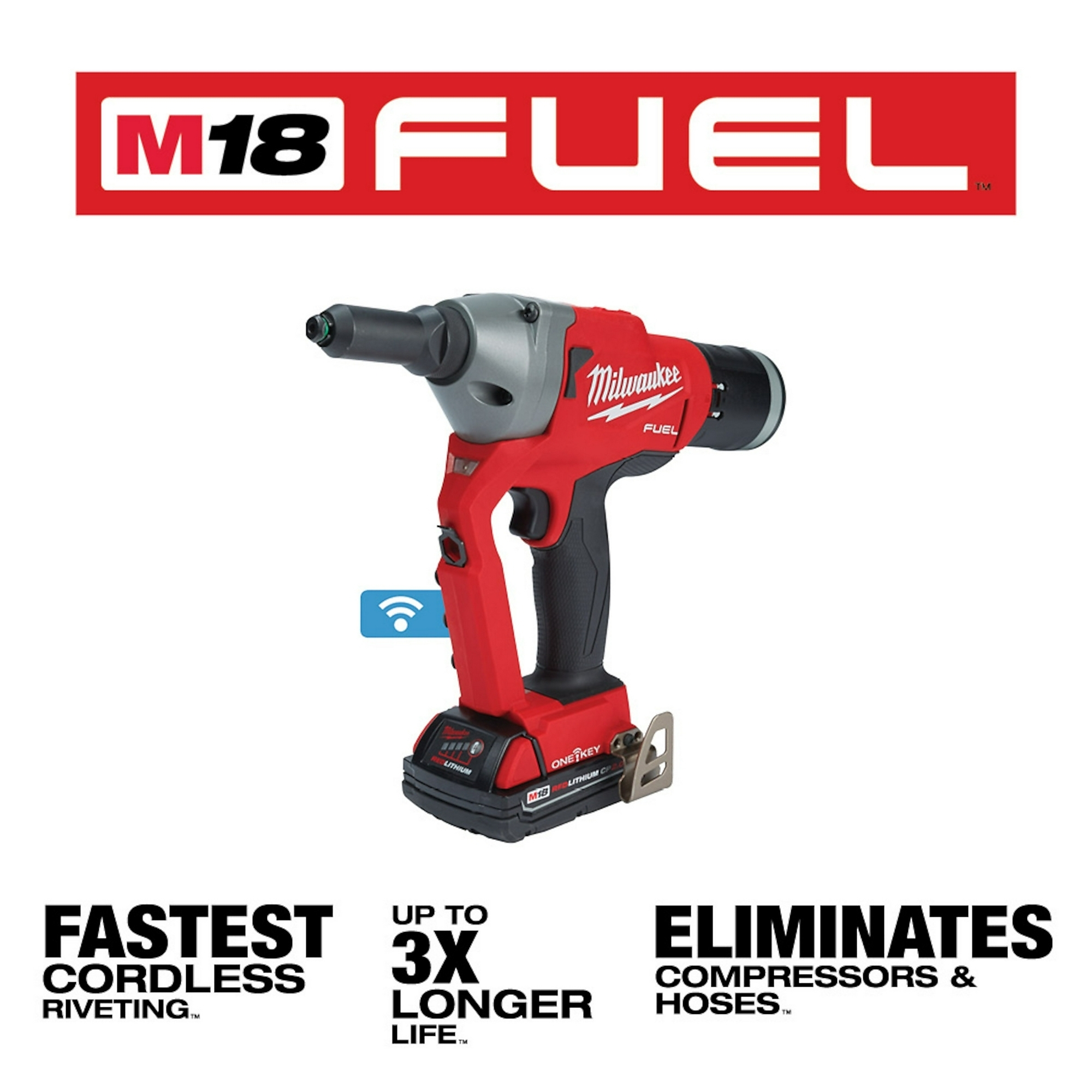 Milwaukee M18 FUEL 1/4in. Blind Rivet Tool with One-Key Kit, 2 ...