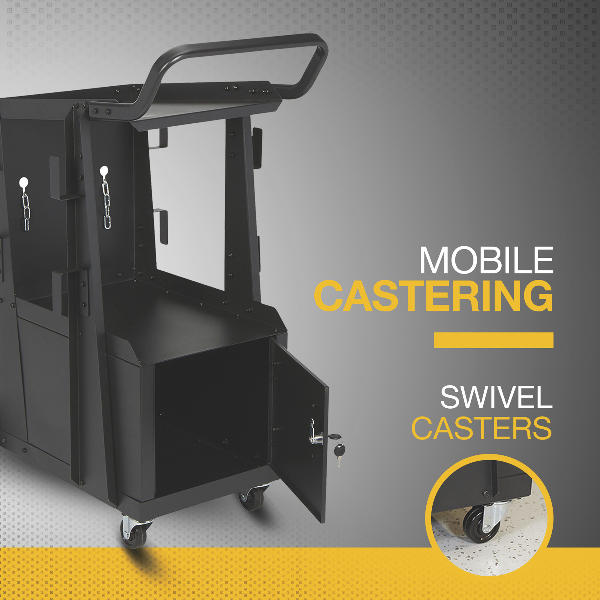 Klutch 2-Tier Welding Cart with Locking Cabinet, 31-1/2in.L x 16-1/8in ...